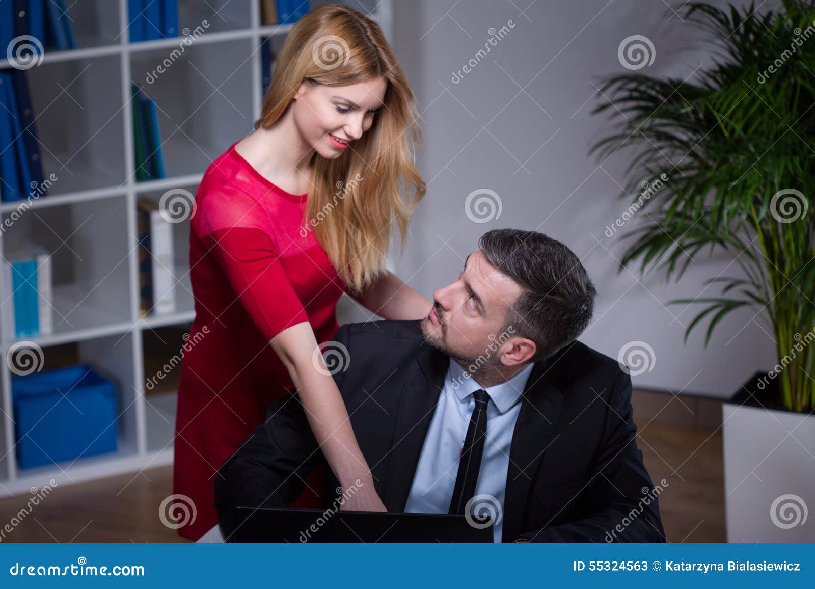 Co-workers Flirting in Office Stock Image - Image of businesswoman ...