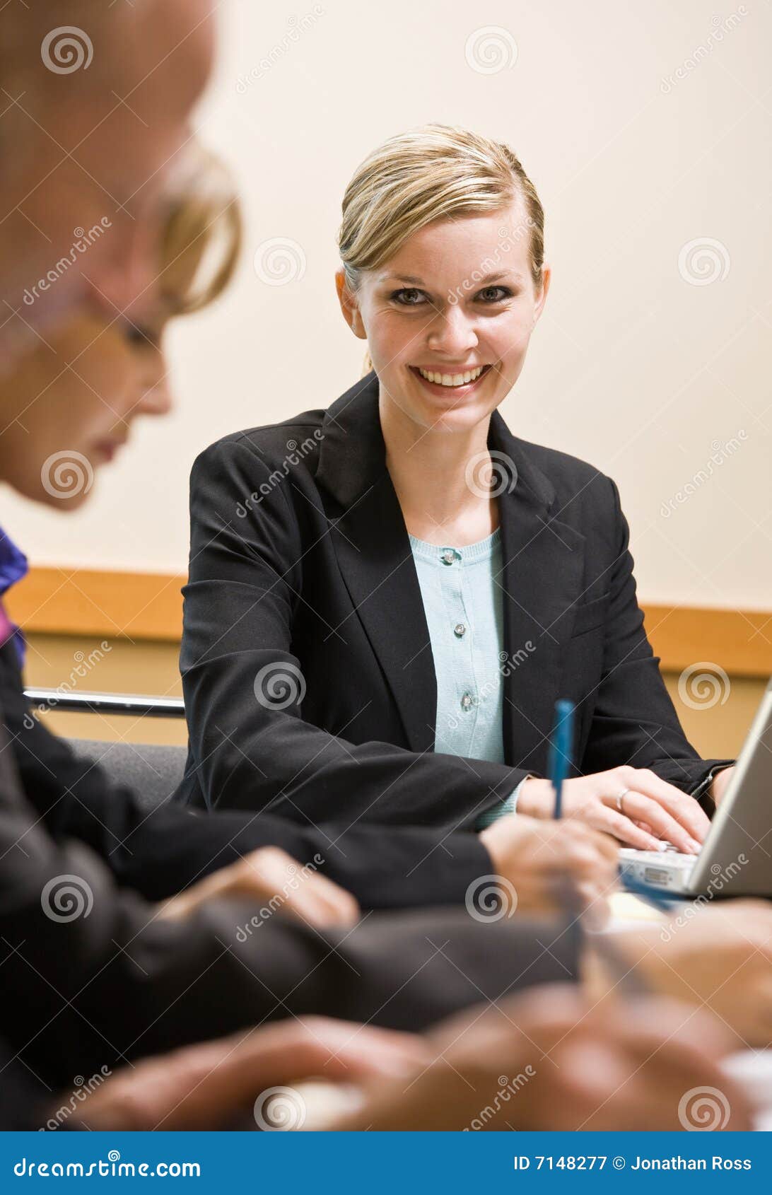 Co-workers Meeting at Table in Conference Room Stock Image - Image of ...