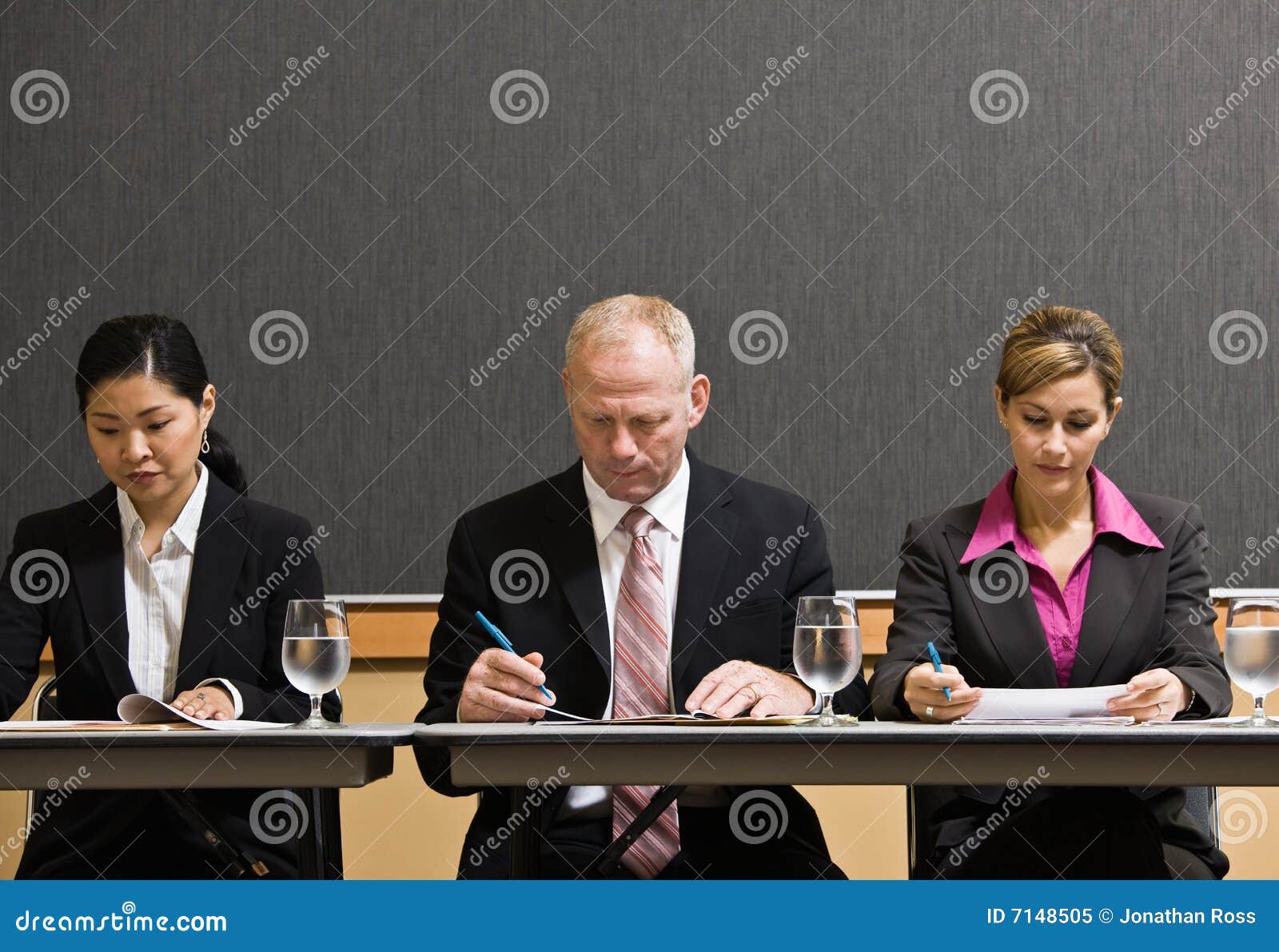 Co-workers Meeting at Table in Conference Room Stock Image - Image of ...