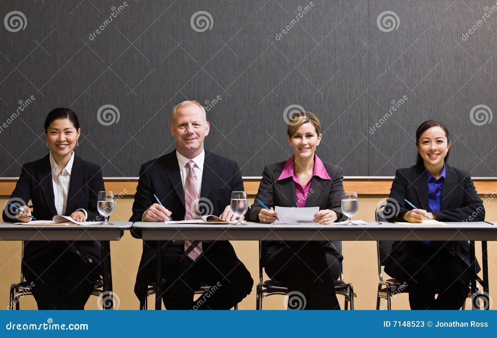 Co-workers Meeting at Table in Conference Room Stock Image - Image of ...