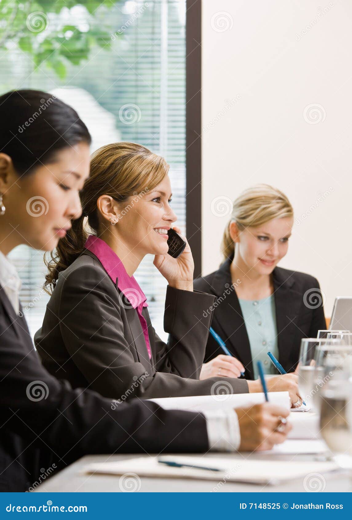 Co-workers Meeting at Table in Conference Room Stock Image - Image of ...