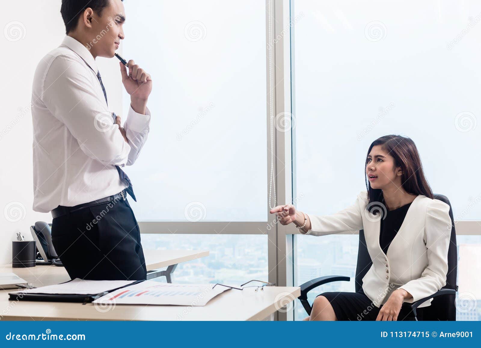 Co-workers in Office Having Conversation Stock Image - Image of ...