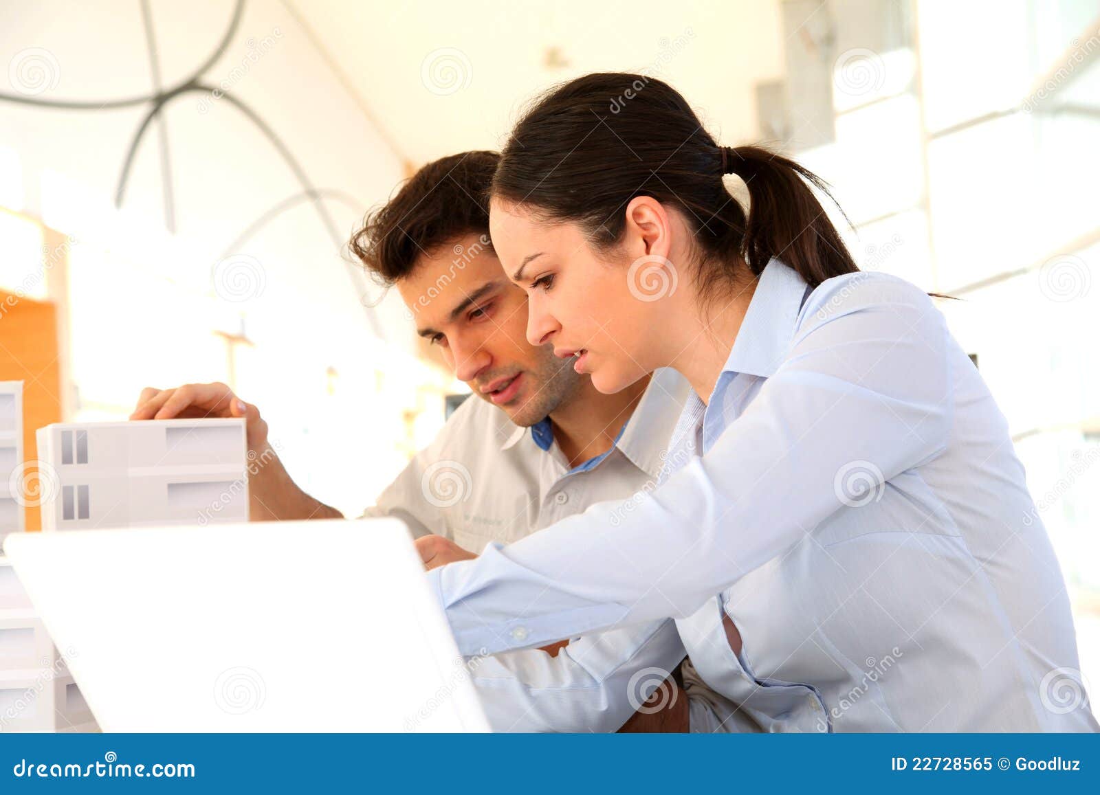 Co-workers Working on Project Stock Image - Image of construction ...