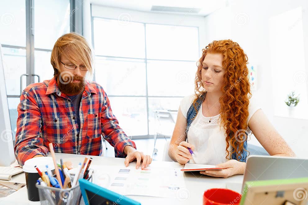 Co-workers Working Together Stock Photo - Image of teamwork, technology ...