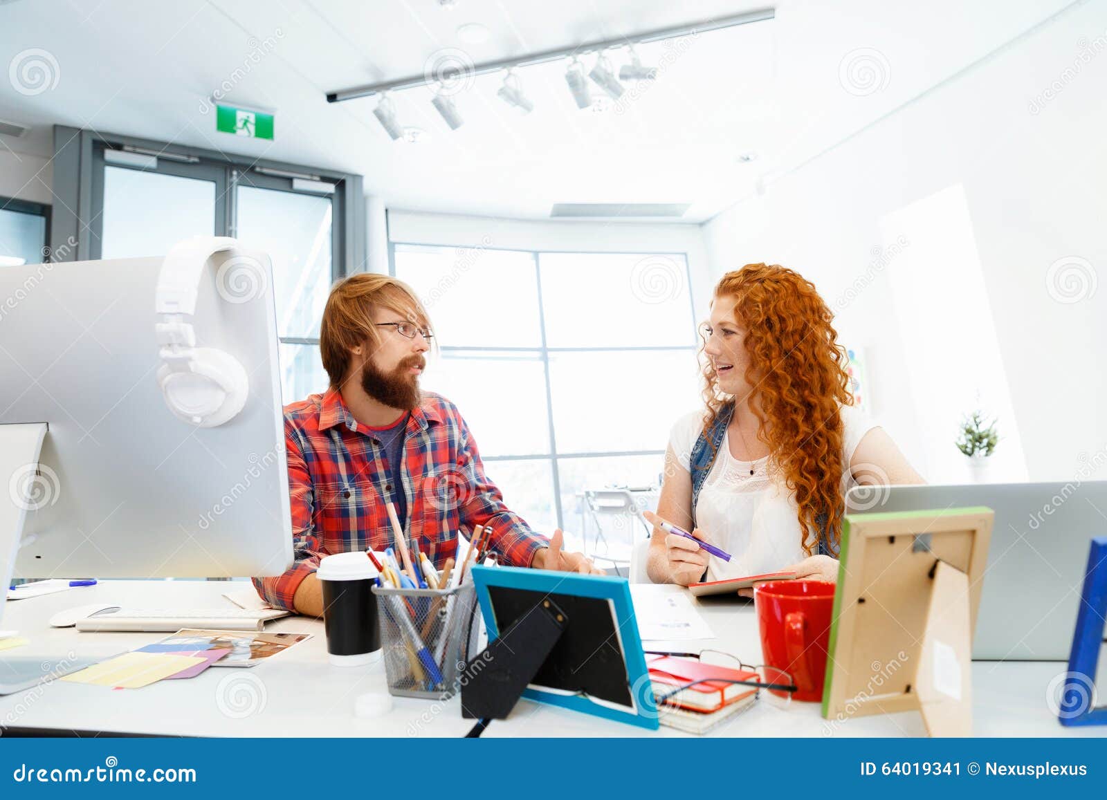 Co-workers Working Together Stock Image - Image of caucasian, project ...