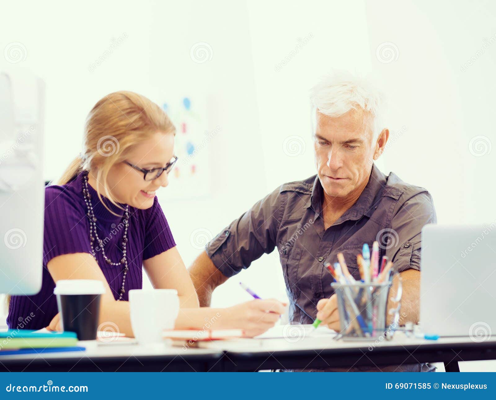 Co-workers Working Together Stock Image - Image of 2530, professional ...