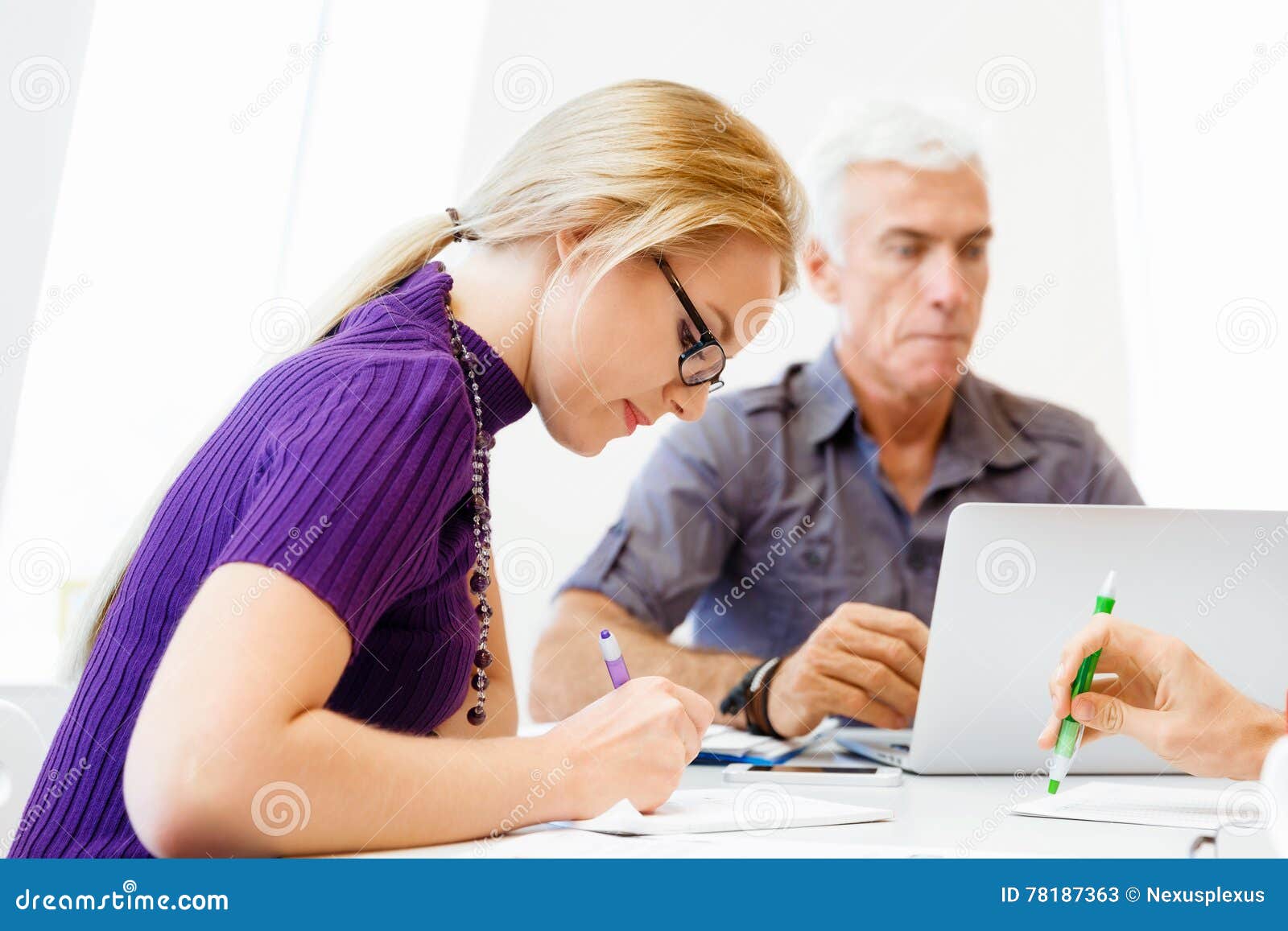 Co-workers Working Together Stock Image - Image of casual, desktop ...