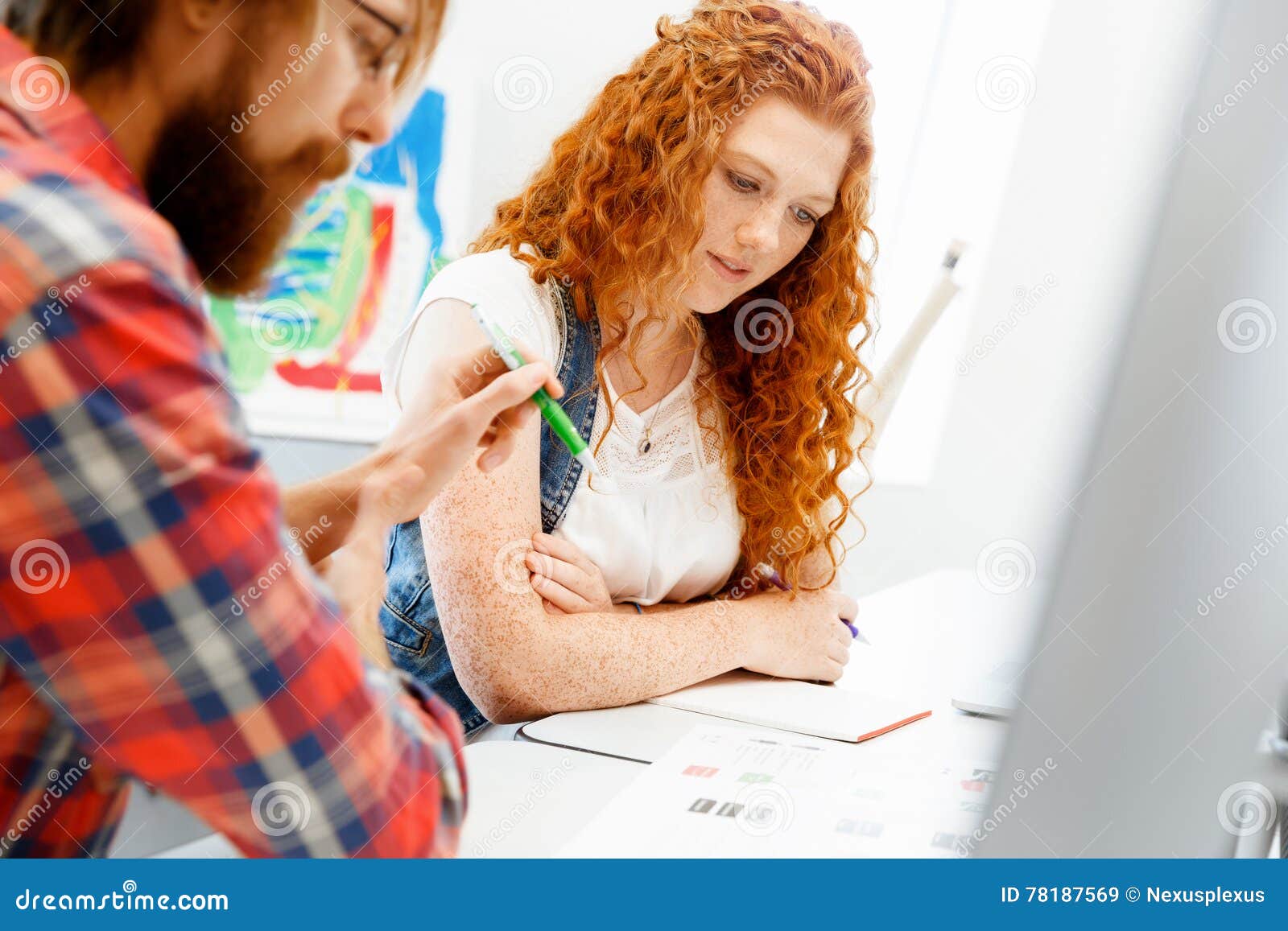 Co-workers Working Together Stock Image - Image of project, design ...