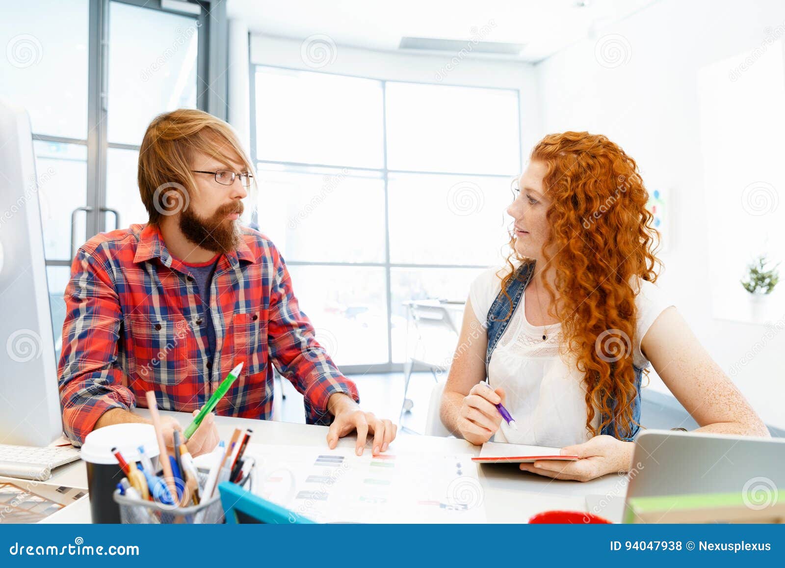 Co-workers Working Together Stock Photo - Image of business, team: 94047938