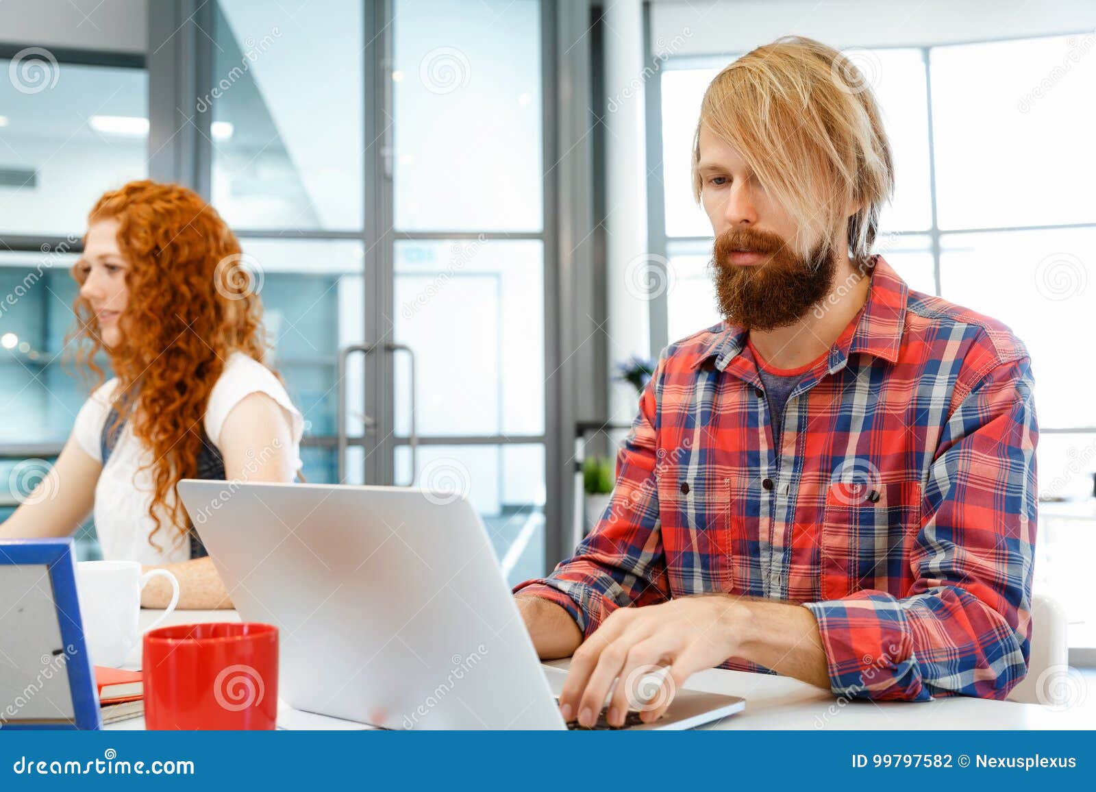 Co-workers Working Together Stock Photo - Image of girl, office: 99797582