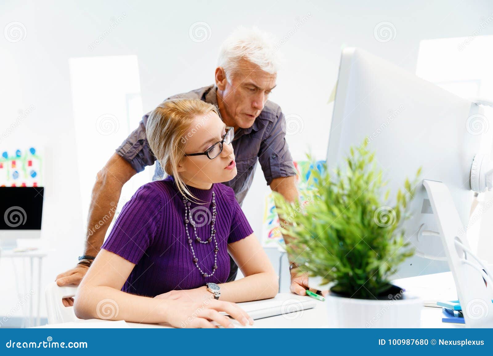 Co-workers Working Together Stock Photo - Image of occupation, team ...