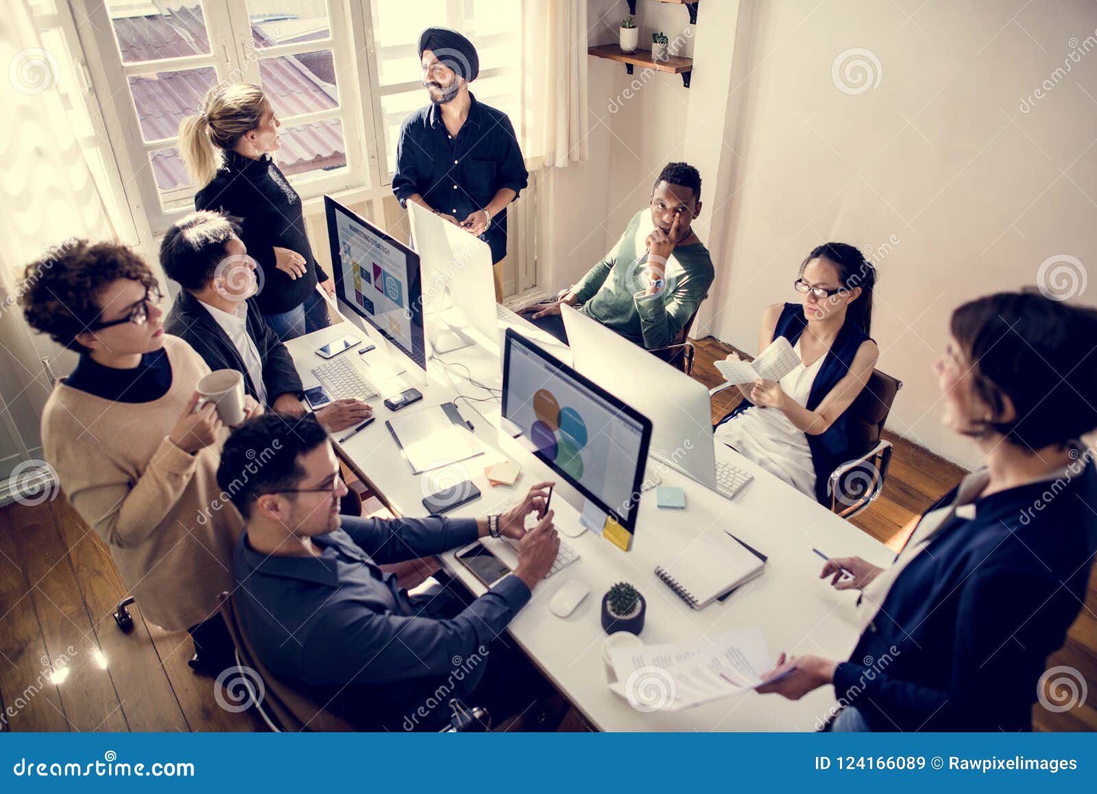 Co-workers Working Together Stock Image - Image of indoor, indian ...