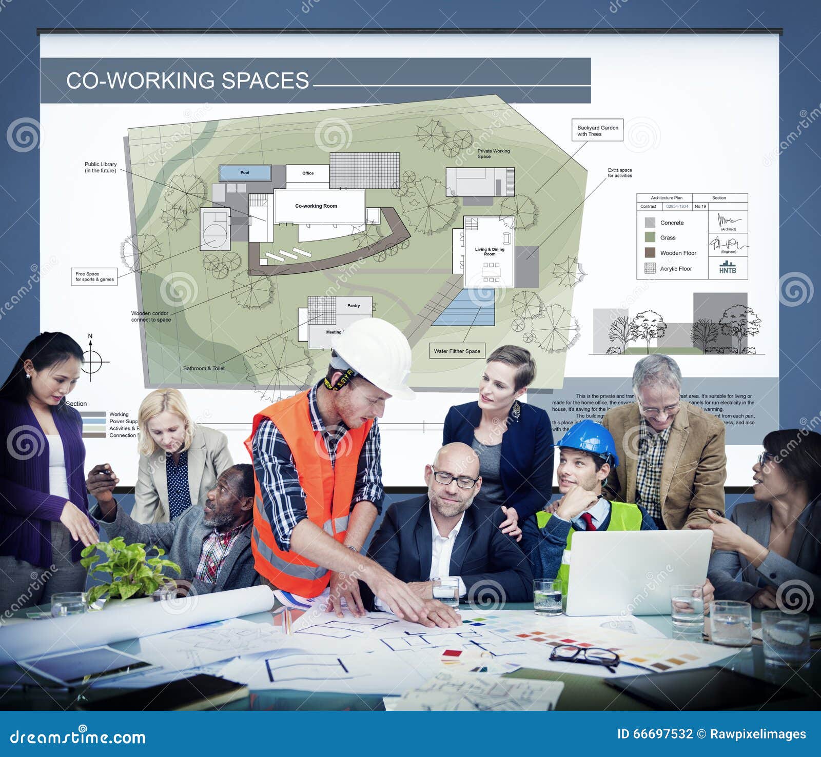 Co Working Space Architecture Plan Map Blueprint Design Concept Stock ...