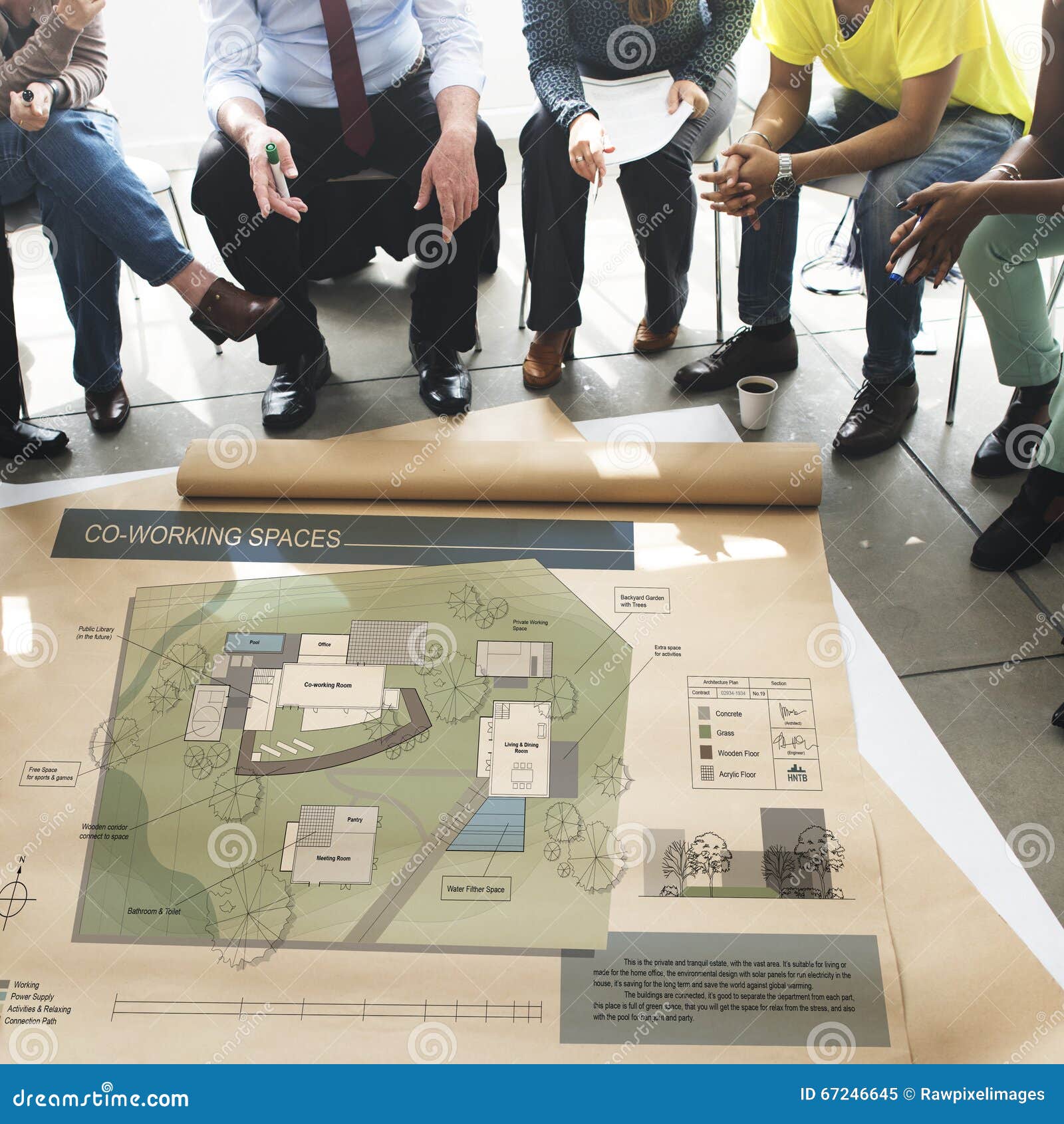 Co Working Space Architecture Plan Map Blueprint Design Concept Stock ...