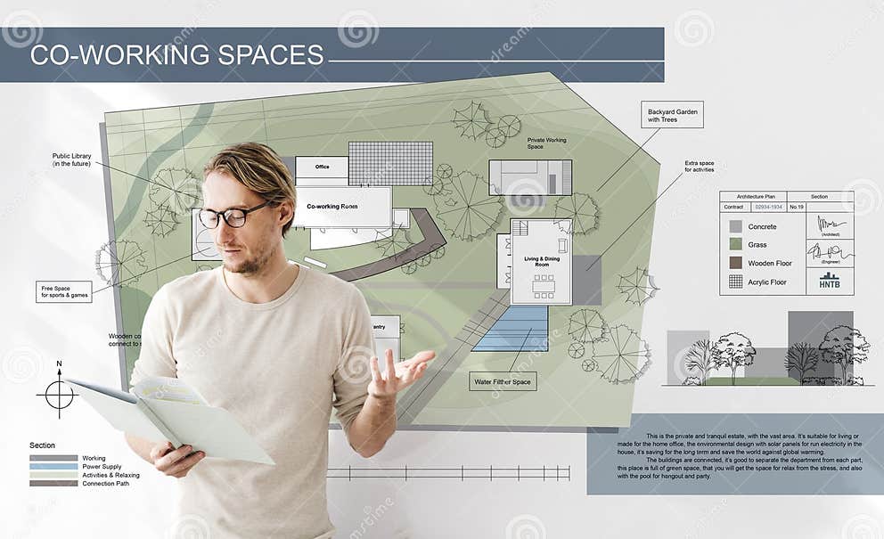 Co Working Space Architecture Plan Map Blueprint Design Concept Stock ...