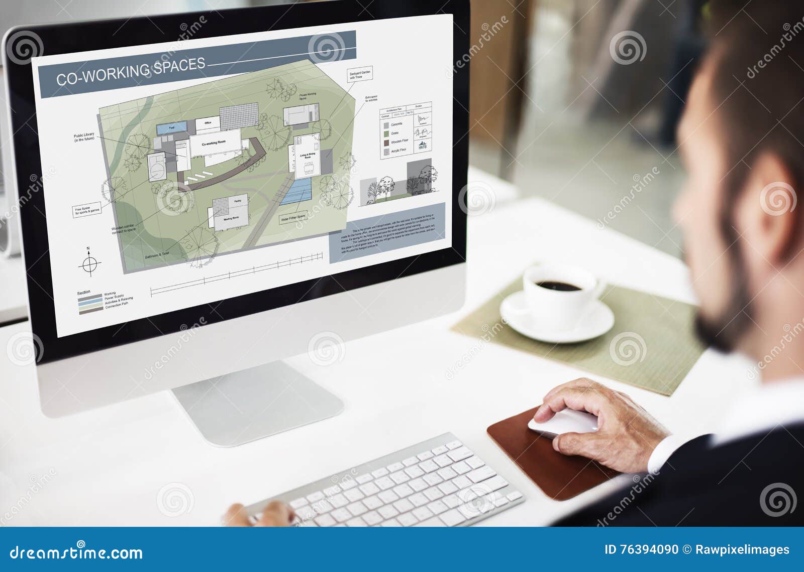 Co Working Space Architecture Plan Map Blueprint Design Concept Stock ...