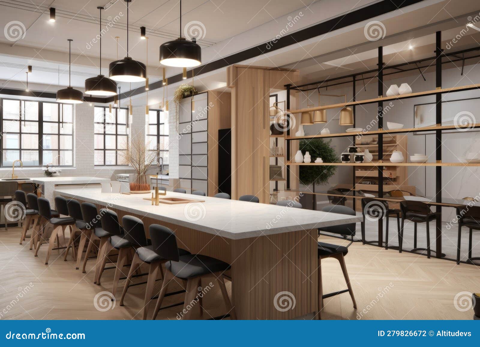 Co-working Space with Communal Table for Collaboration and ...