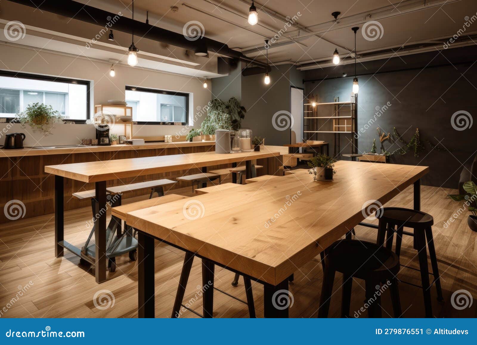 Co-working Space with Communal Table for Collaboration and ...