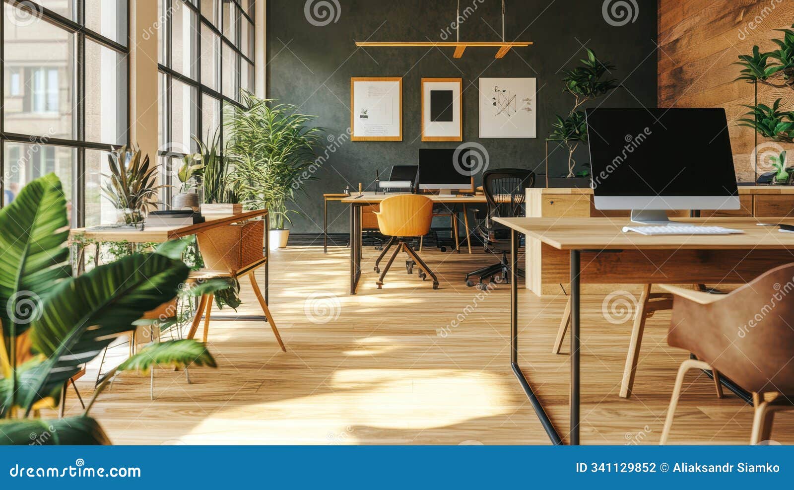 Co-working Space in Modern Office Setting 3D Render Stock Illustration ...