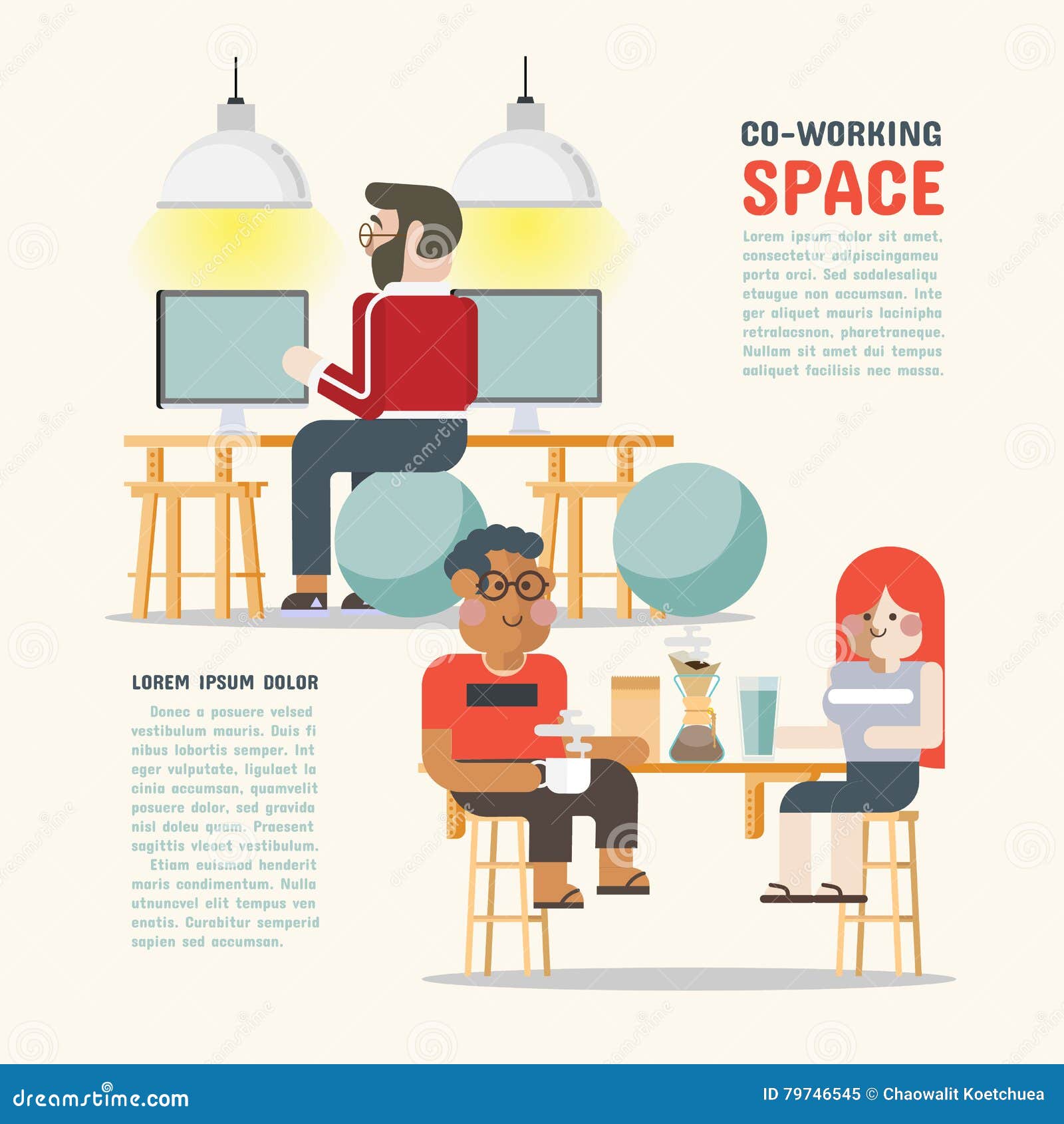 Shared Work Space Cartoon Vector | CartoonDealer.com #110710045