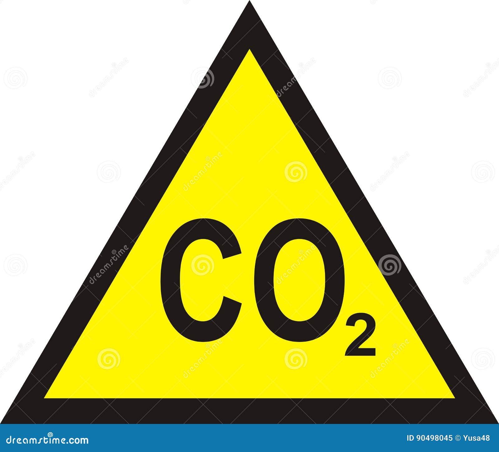 CO2 Yellow Triangular Warning Sign , Carbon Dioxide Warning Sign Stock ...