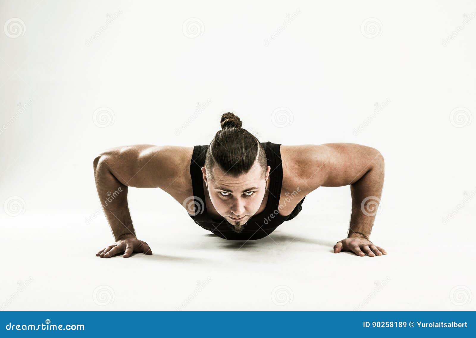 Coach Bodybuilding Performs Push-UPS.photo on a White Background Stock ...