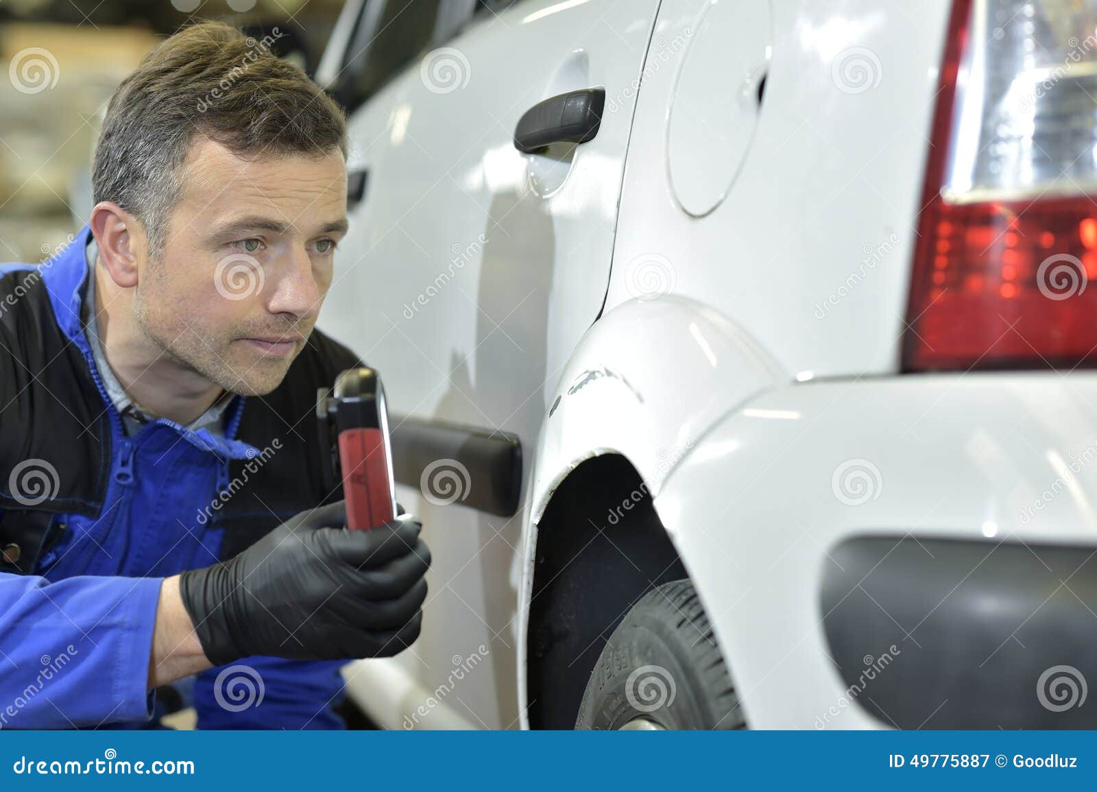 Coach-builder With Insurer Checking Car Reparations Stock Photography ...