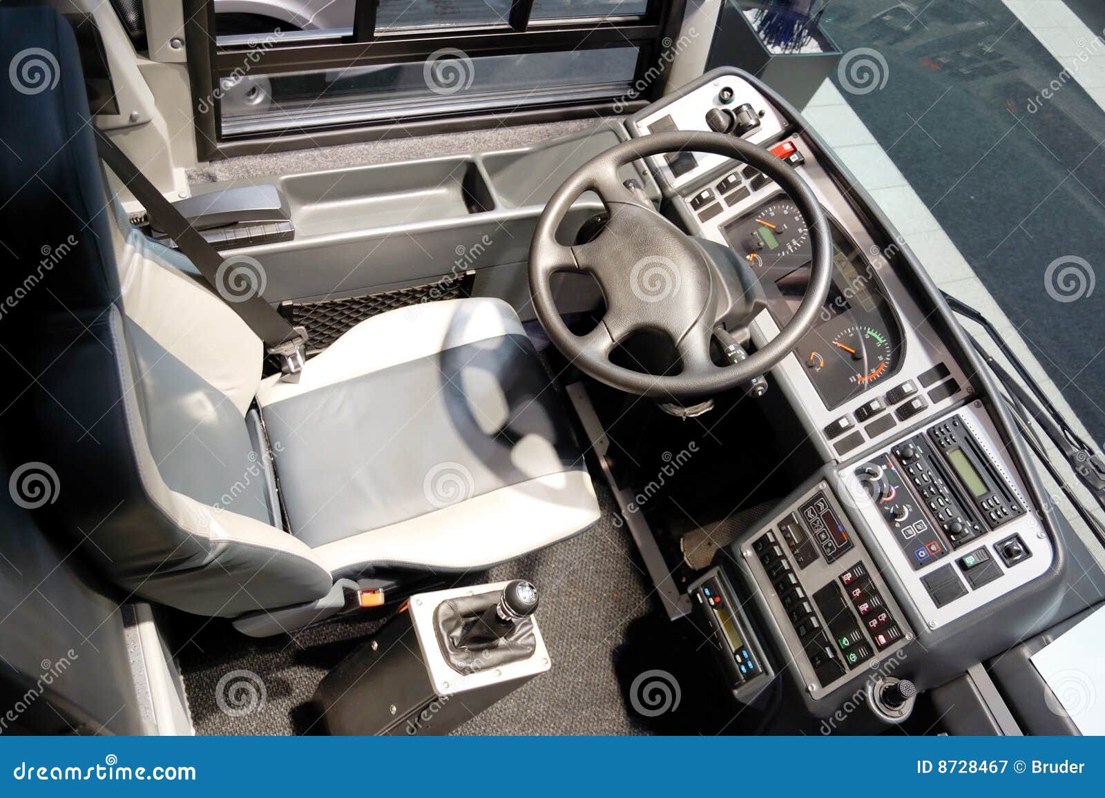 Coach bus cabin stock image. Image of dashboard, reflection - 8728467