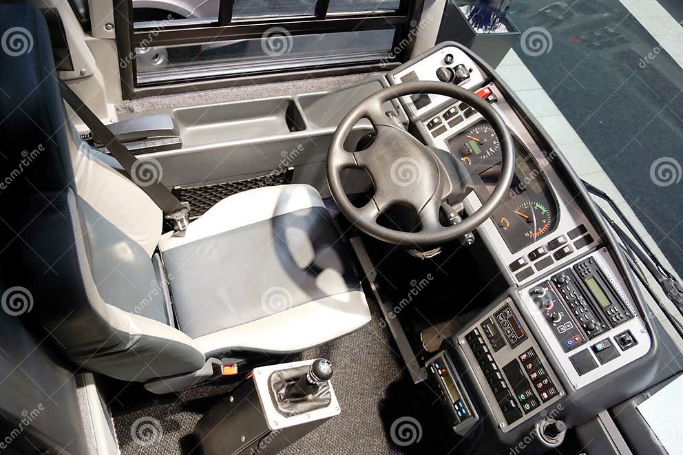 Coach bus cabin stock image. Image of dashboard, reflection - 8728467
