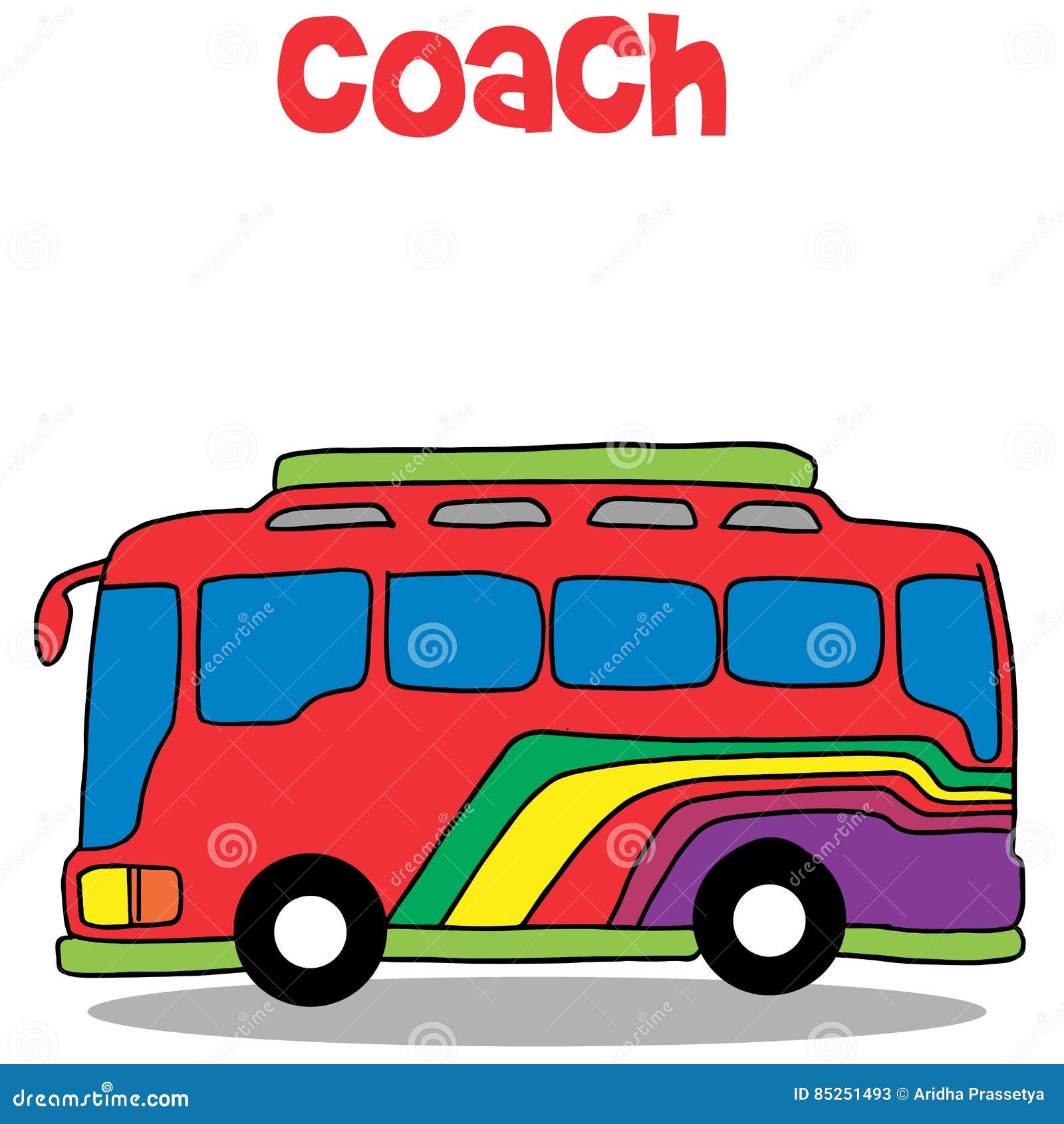 Coach Bus Cartoon Vector Art Stock Vector - Illustration of large ...