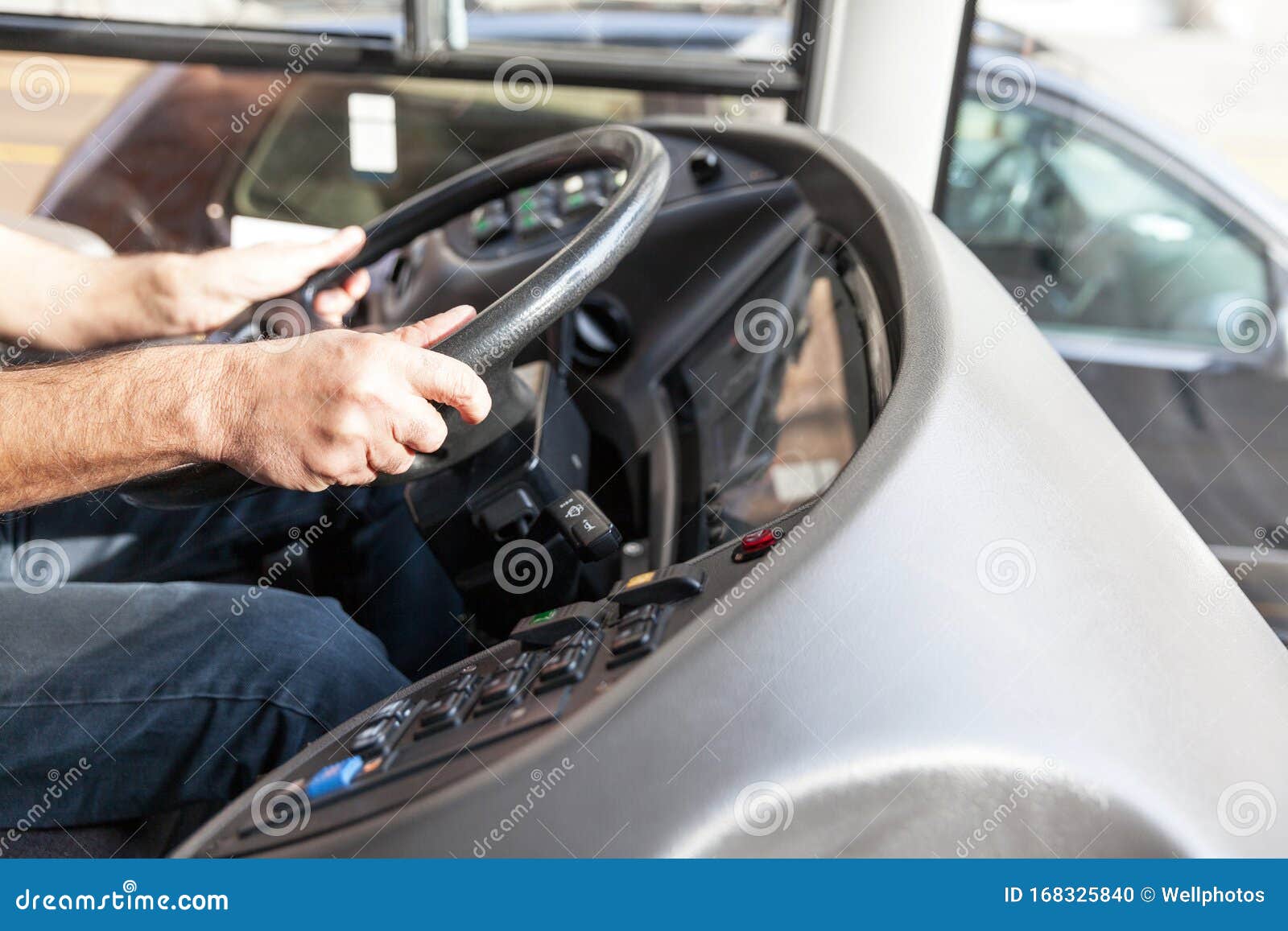 A bus driver at work stock photo. Image of road, cockpit - 168325840