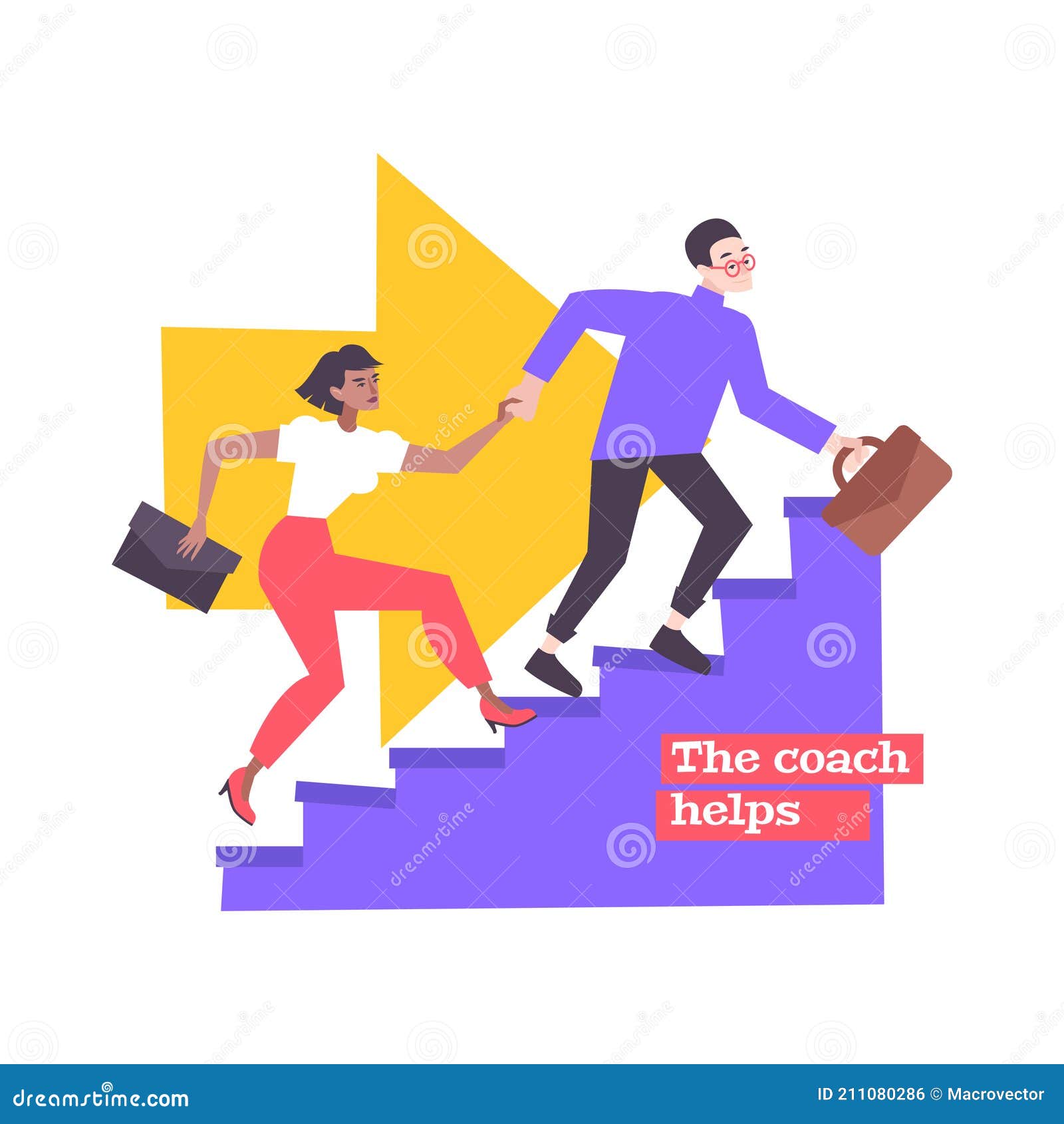 Coach Helps Steps Composition Stock Vector - Illustration of ...