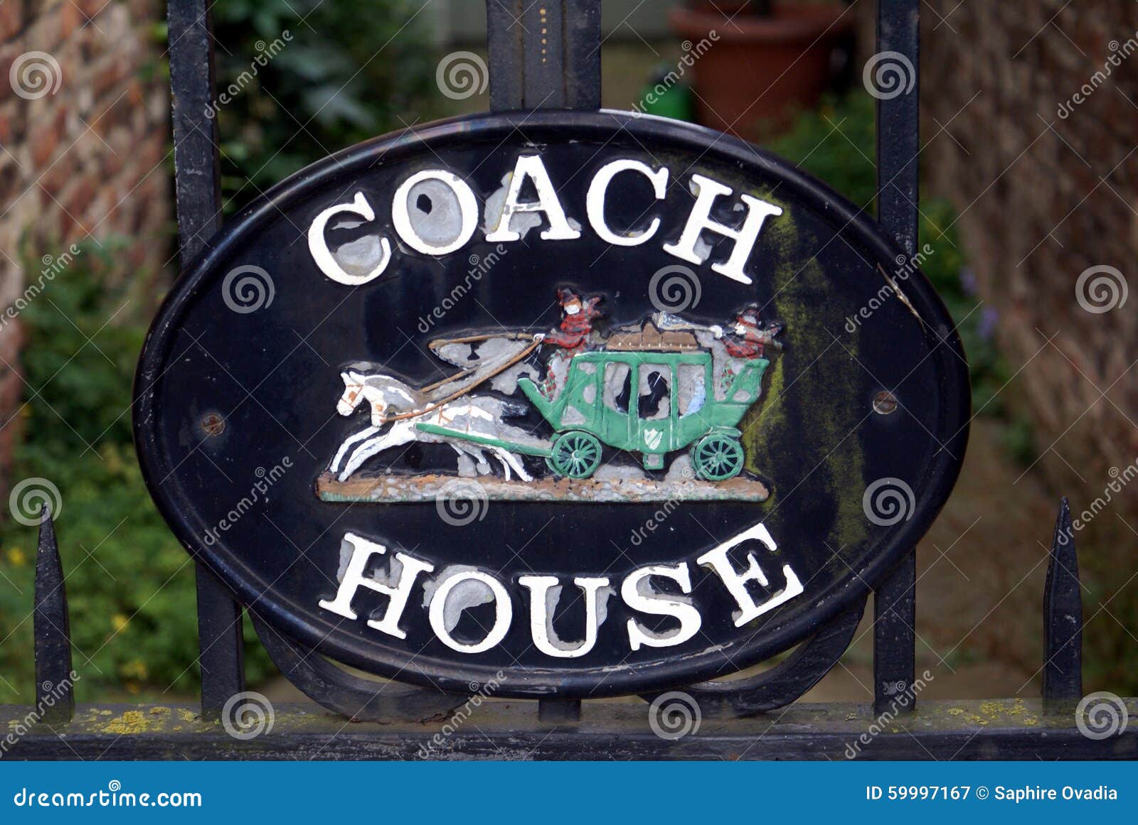 Coach house sign stock image. Image of gate, consumerism - 59997167
