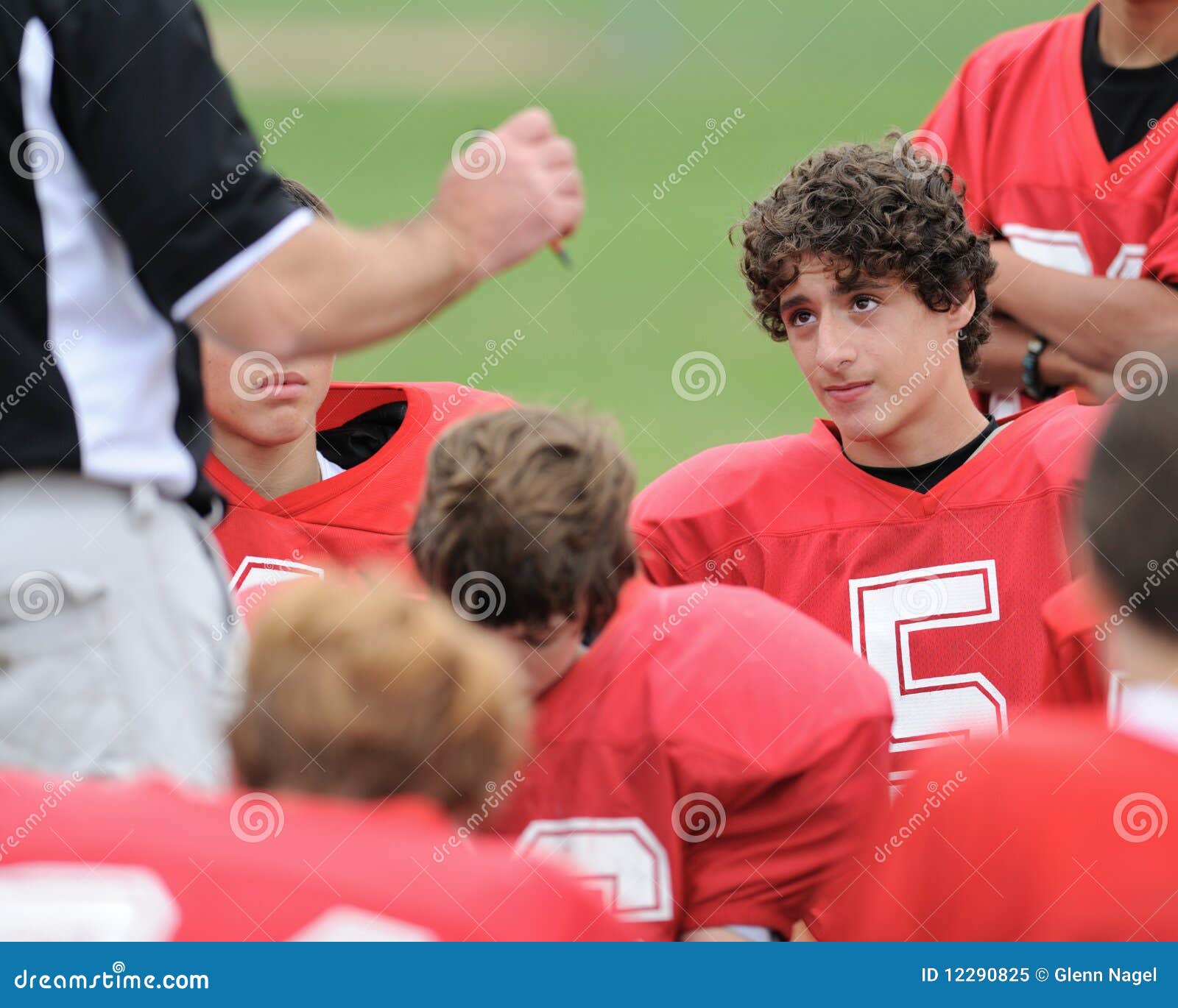 Coach Lectures Player at Halftime Stock Image - Image of child, young ...