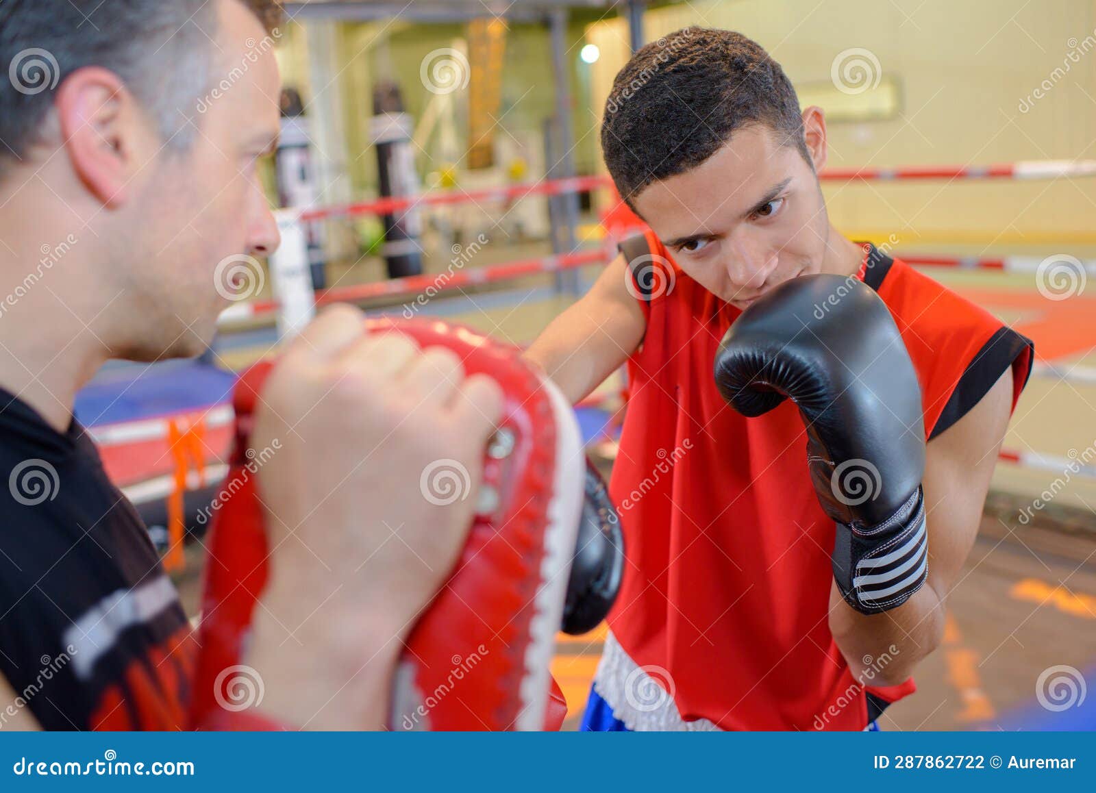 Coach and Man in Boxing Class - Punch Stock Photo - Image of practice ...