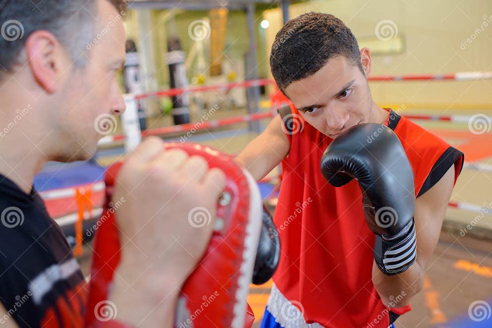 Coach and Man in Boxing Class - Punch Stock Photo - Image of practice ...