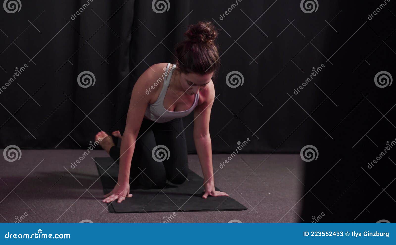 The Coach Shows the Correct Execution of the Yoga Pose Stock Video ...