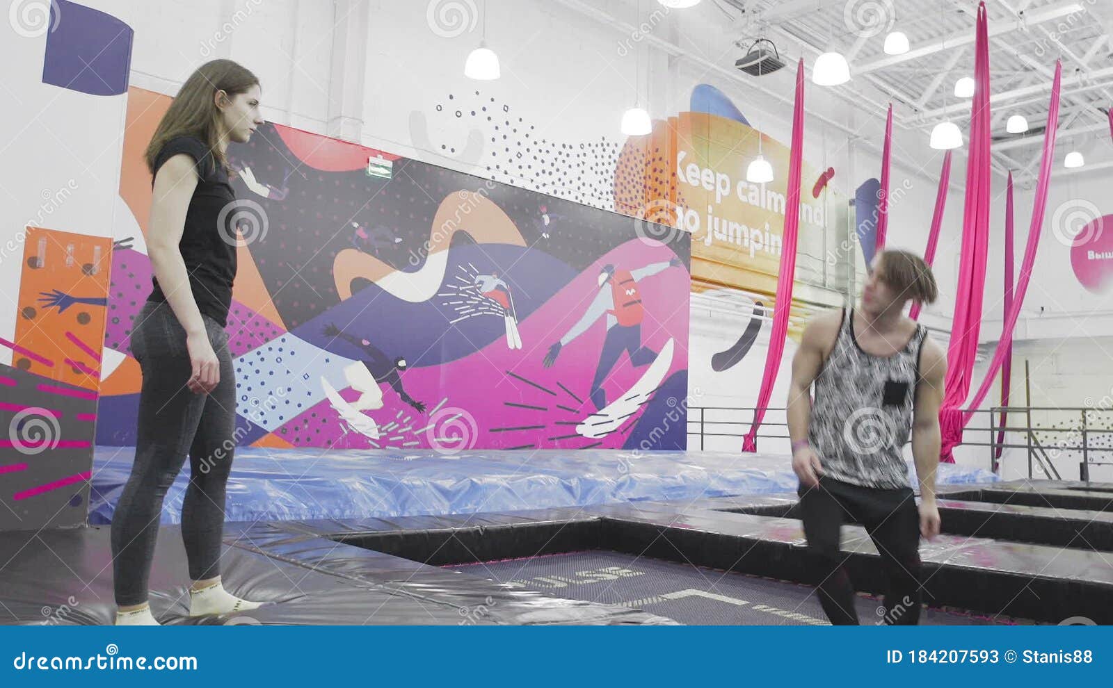 The Coach Shows How To Jumps on Trampoline Stock Video - Video of happy ...