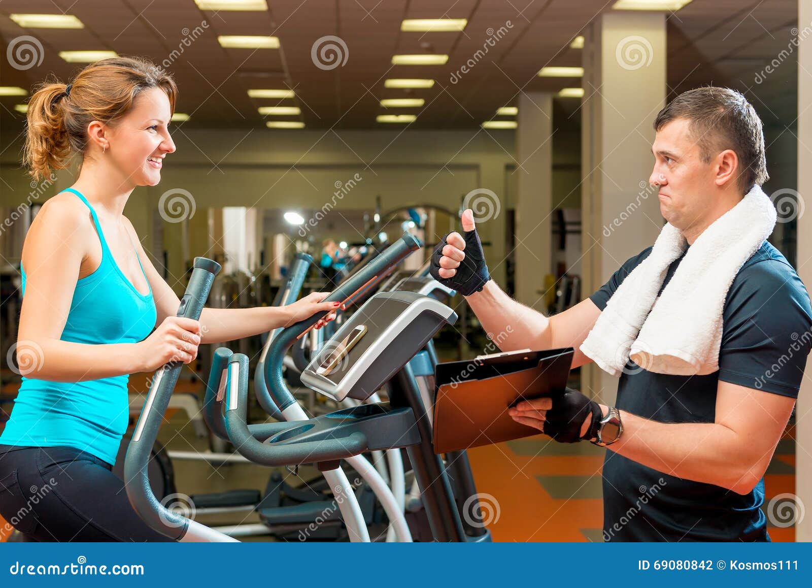 Coach Shows the Result of Training of Athlete Stock Photo - Image of ...