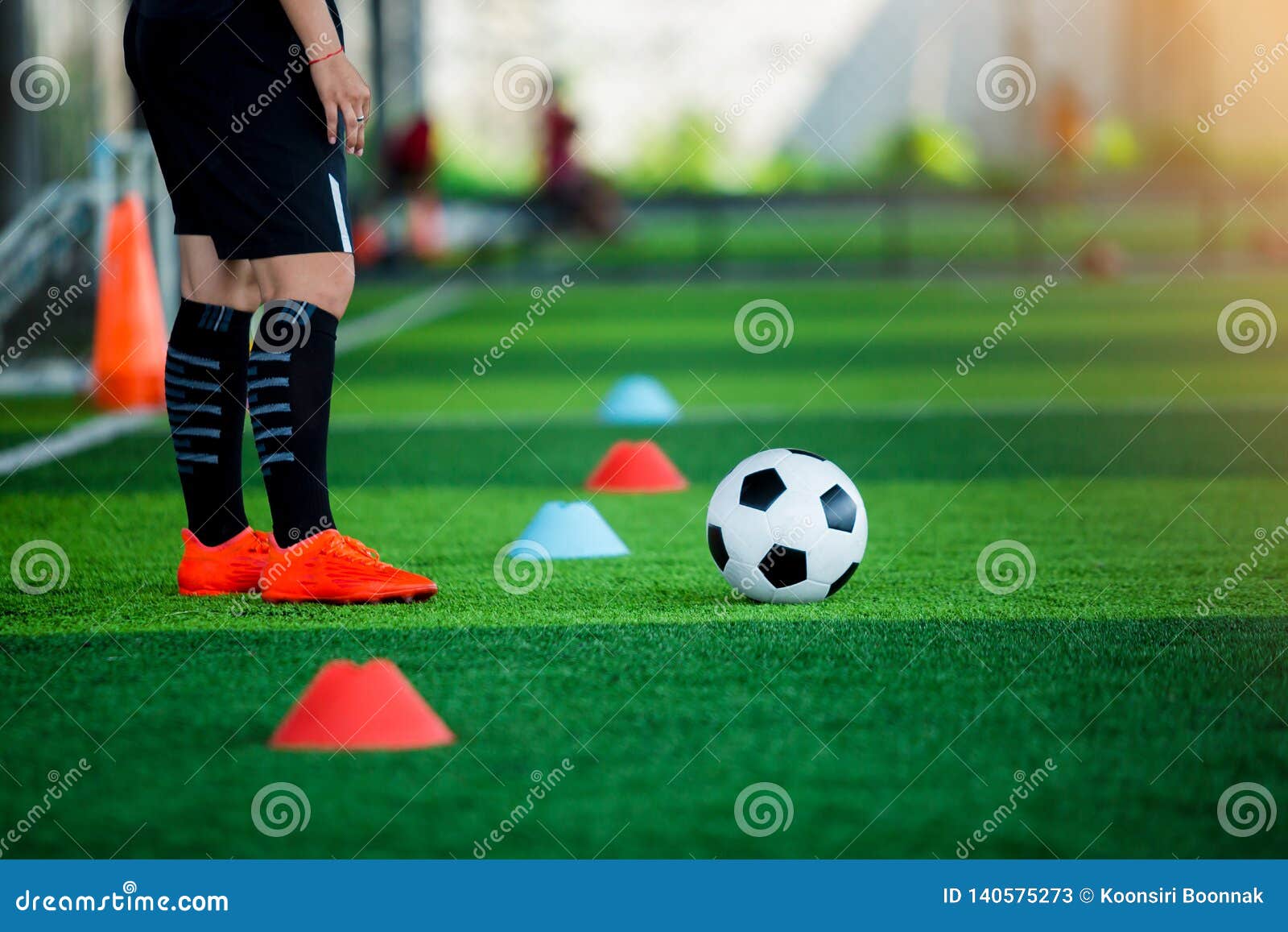 Coach of Soccer Player Standing and Stepping on the Ball Stock Image ...