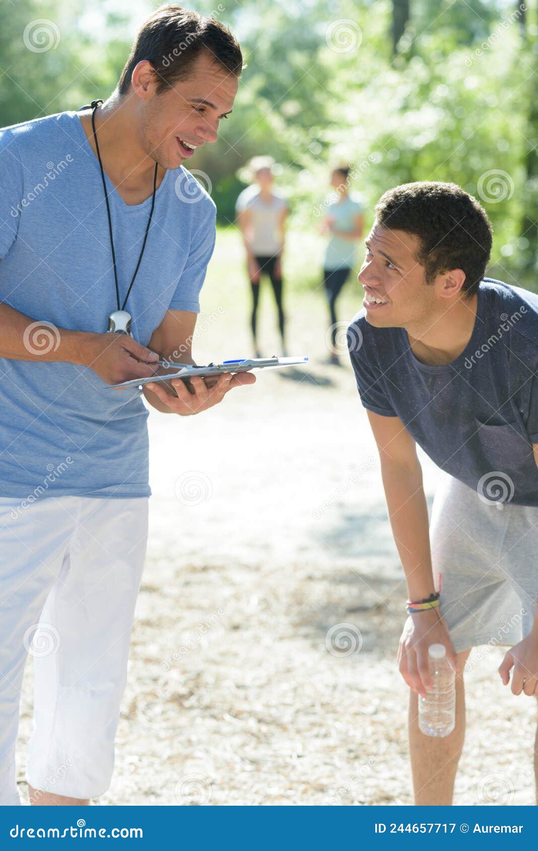 Coach talking to runner stock image. Image of jump, circuit - 244657717