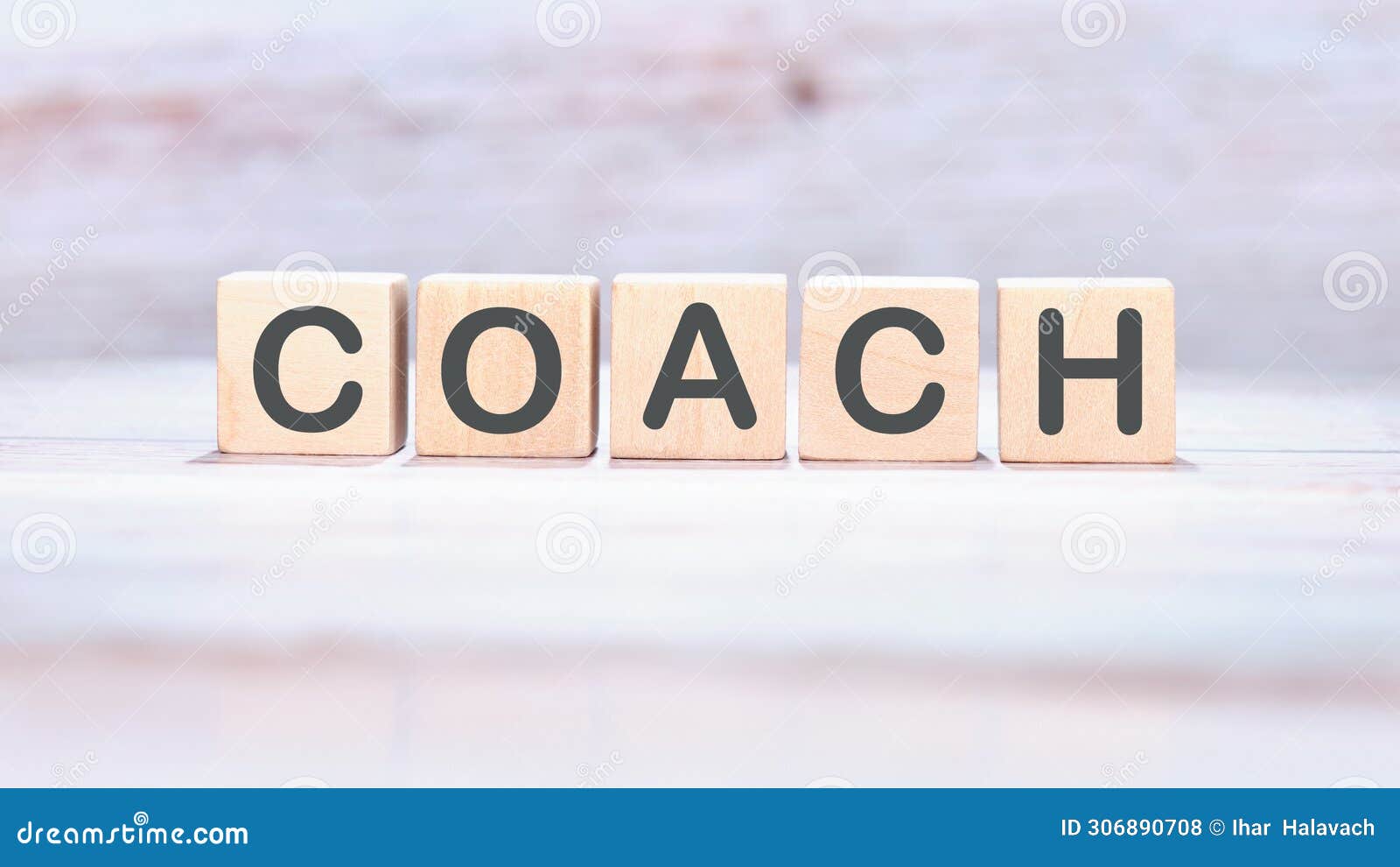COACH Word Made of Wooden Cubes on a Light Background Stock ...