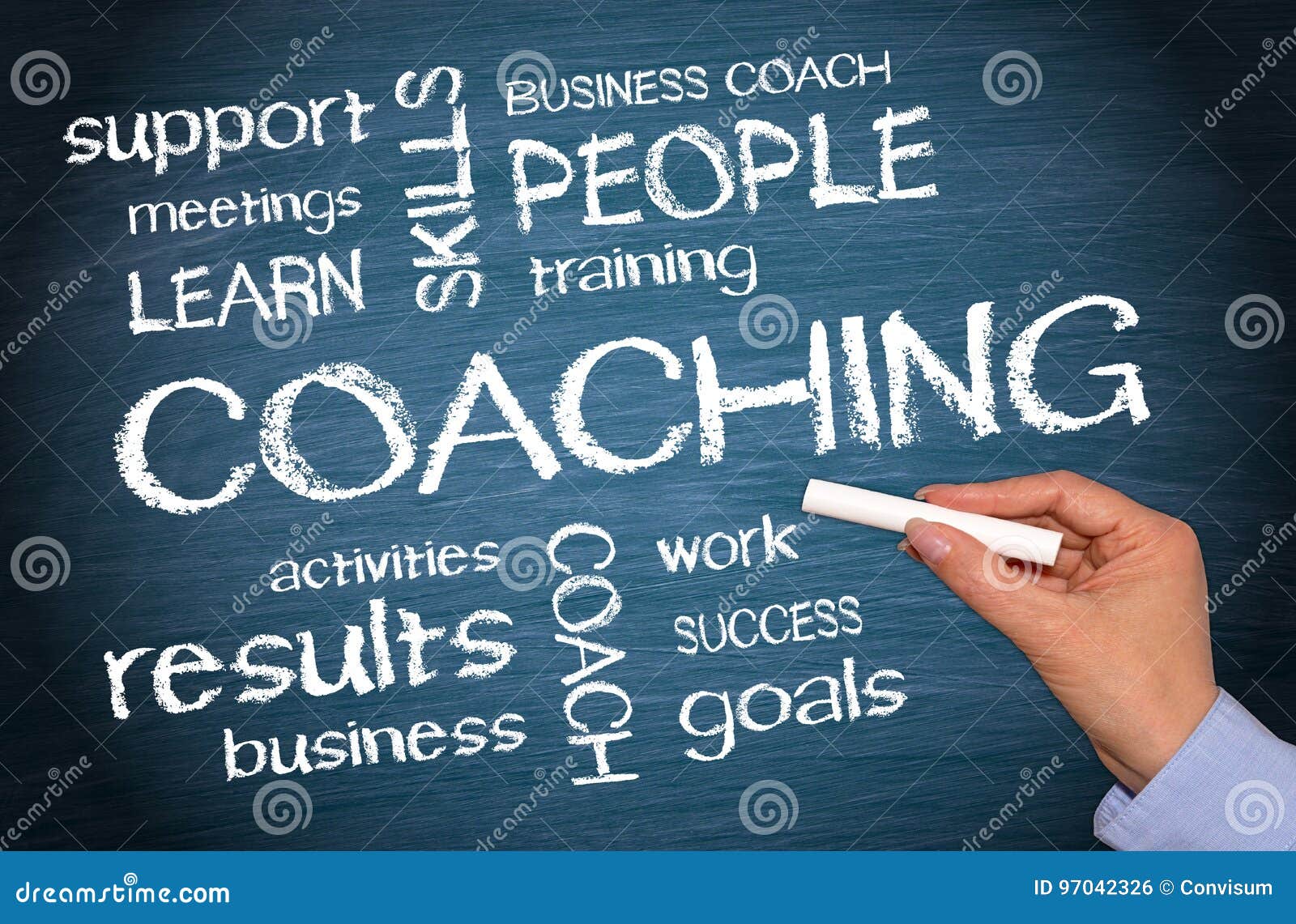 Coaching Business Concept - Female Hand Writing Text Stock Photo ...