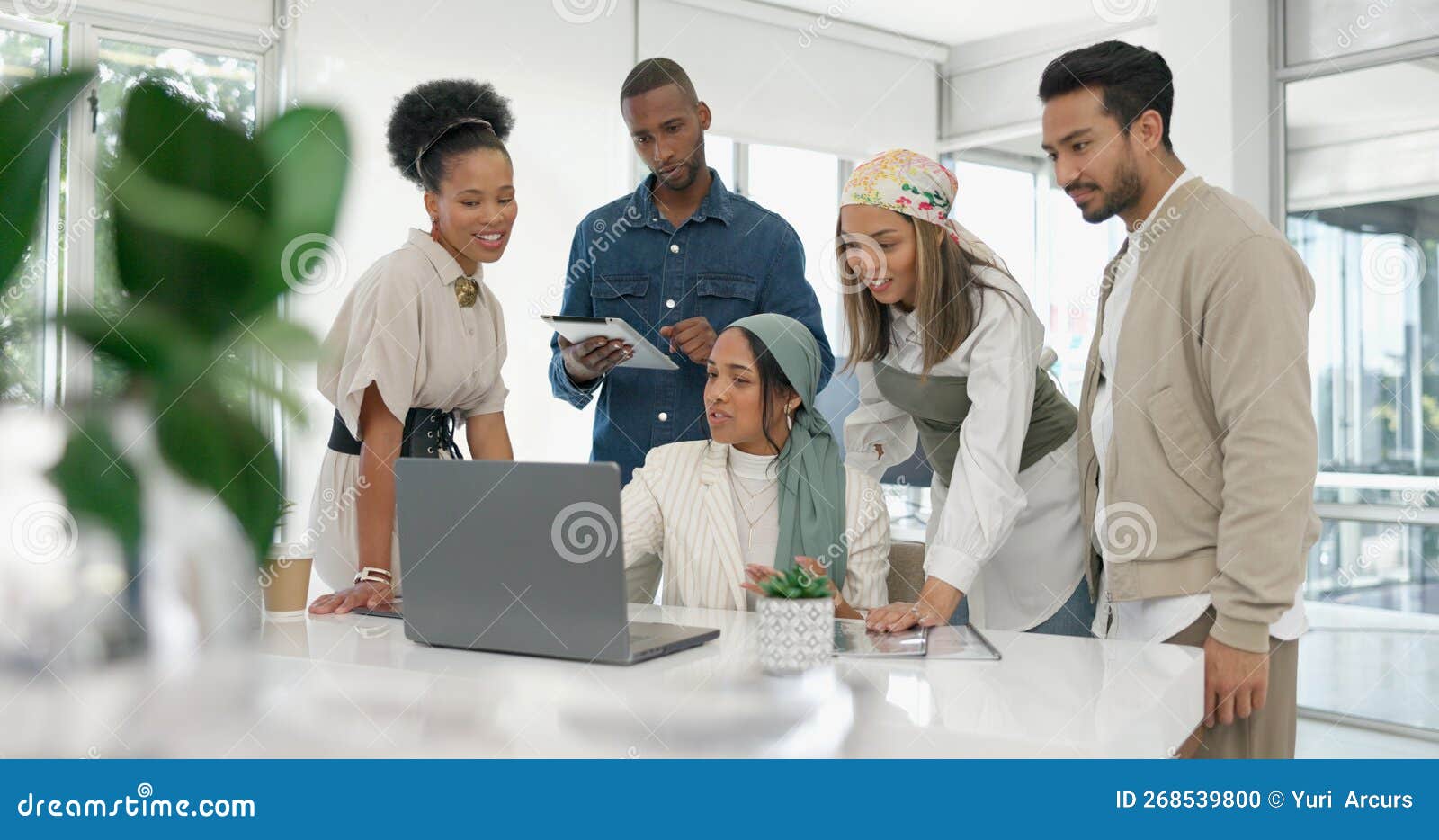 Coaching, Collaboration and Training, Team at Laptop in Discussion on ...