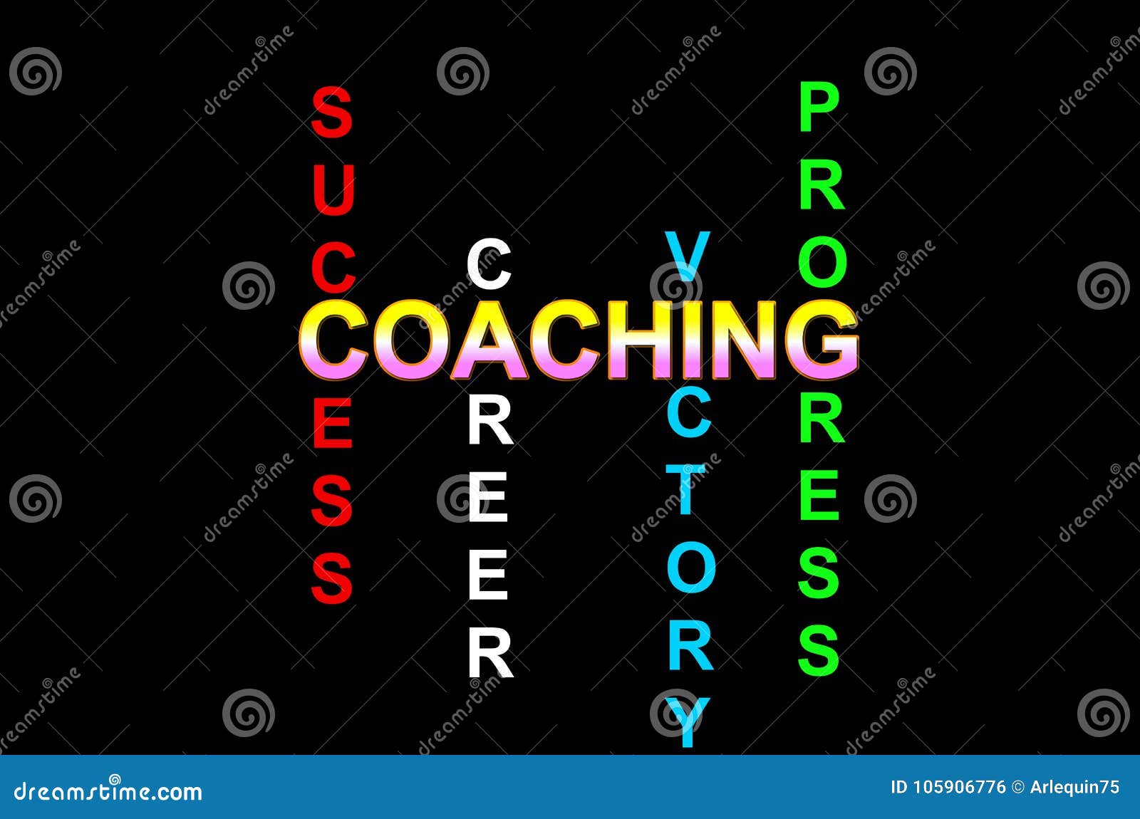 Coaching Concept on a Black Background Stock Illustration ...