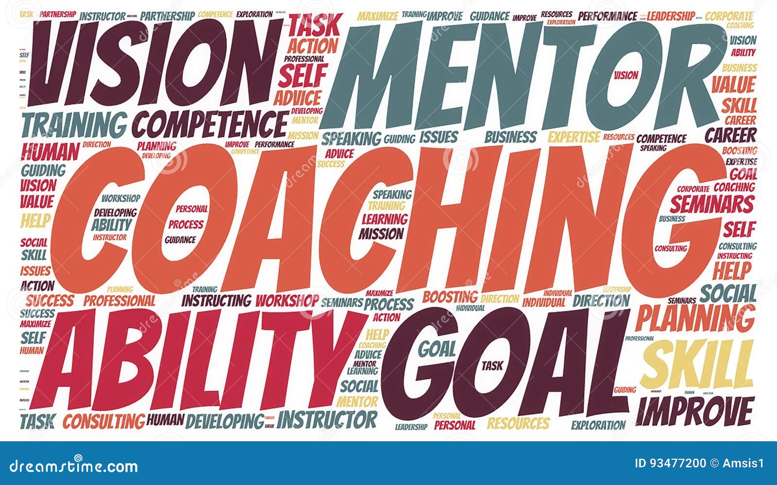 Coaching Concept Cloud stock illustration. Illustration of self - 93477200