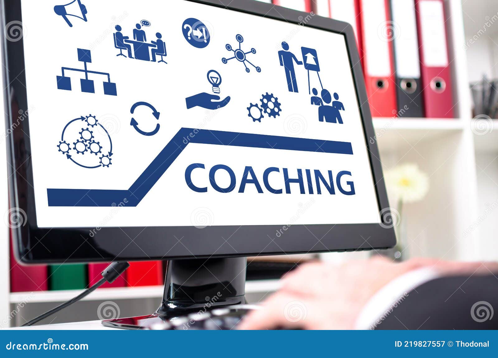 Coaching Concept on a Computer Screen Stock Image - Image of workplace ...