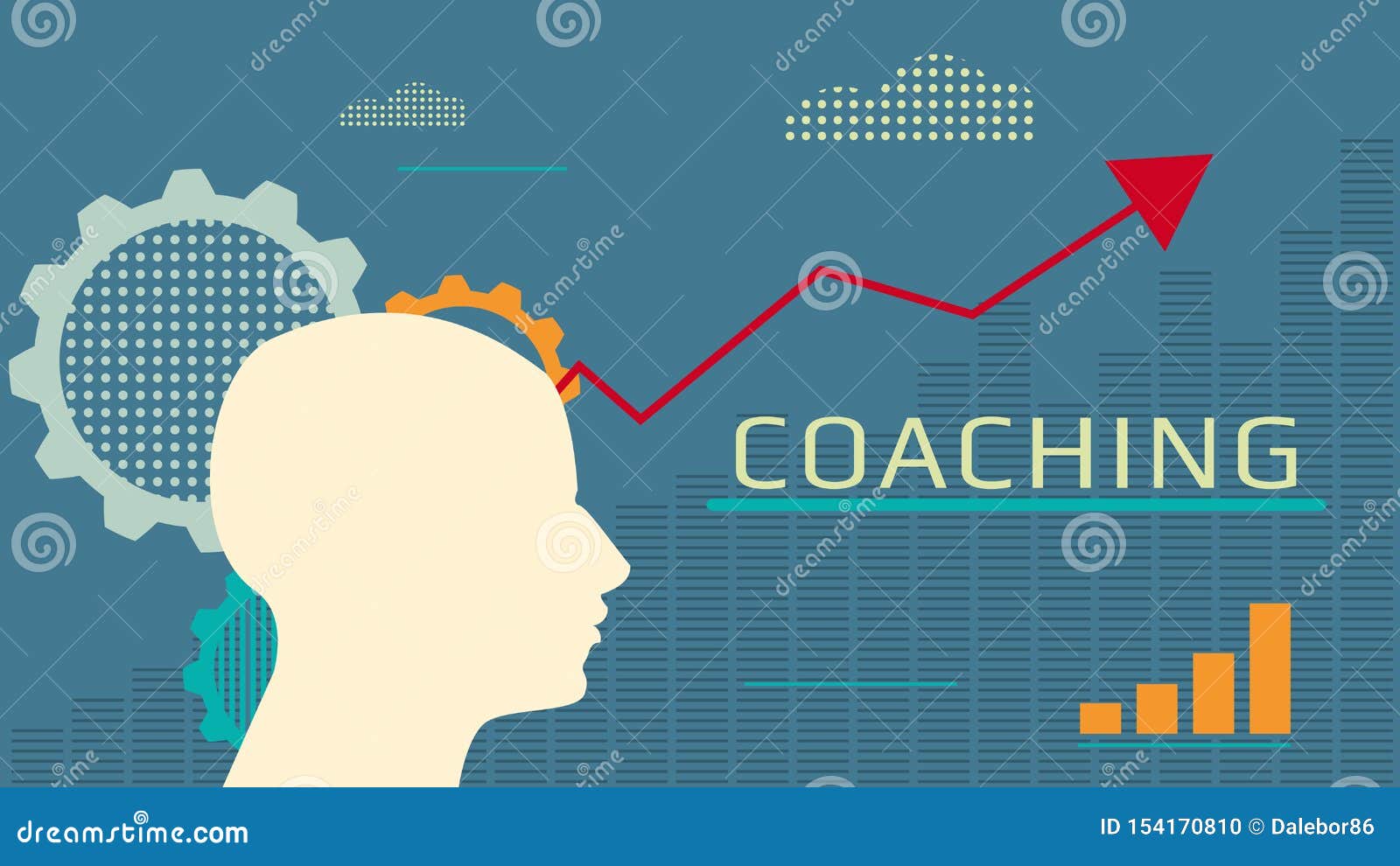 Coaching Concept with a Human Head and Charts Stock Vector ...