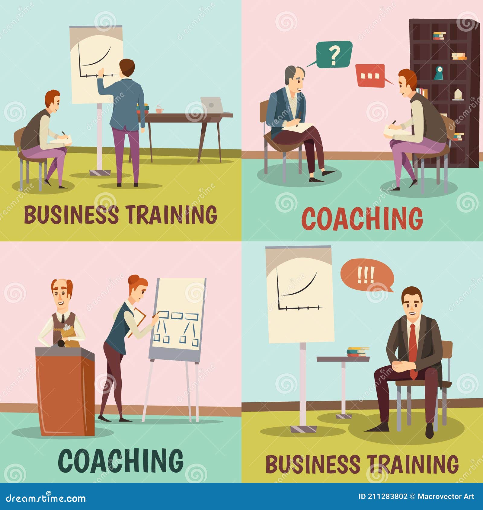 Coaching Concept Icons Set stock vector. Illustration of information ...