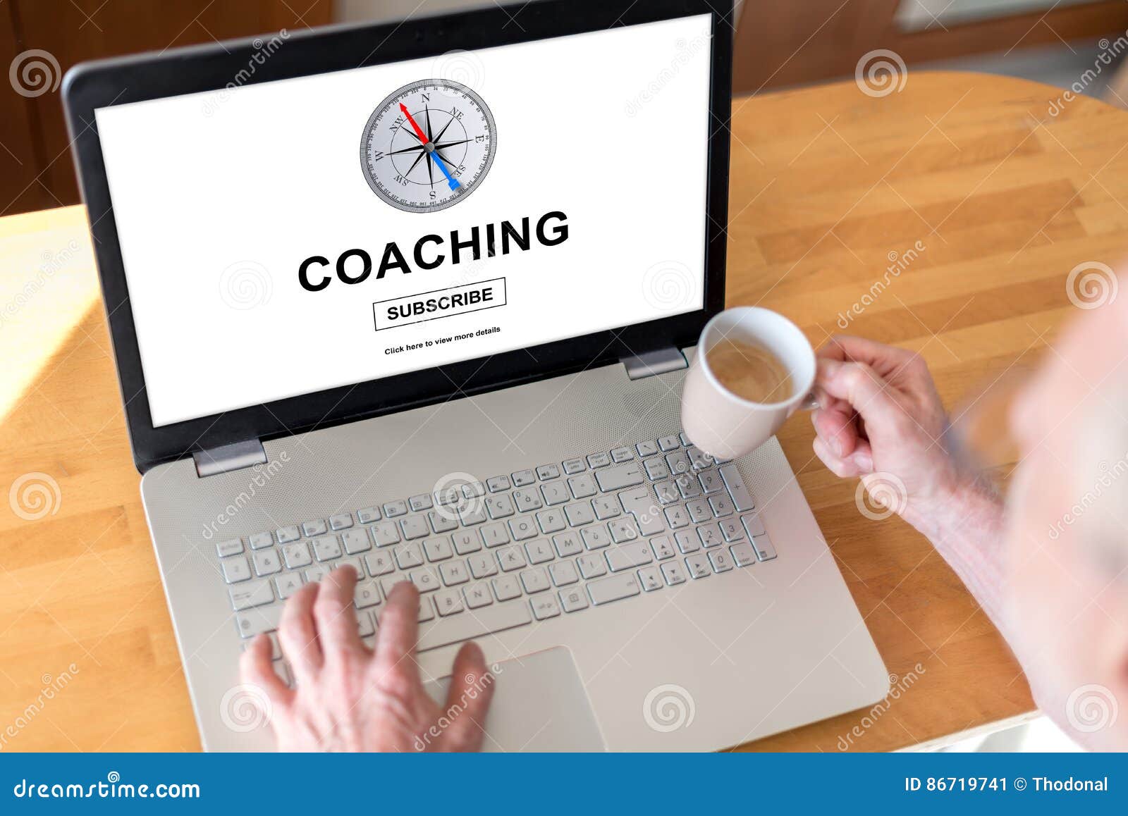Coaching Concept on a Laptop Stock Image - Image of hand, laptop: 86719741